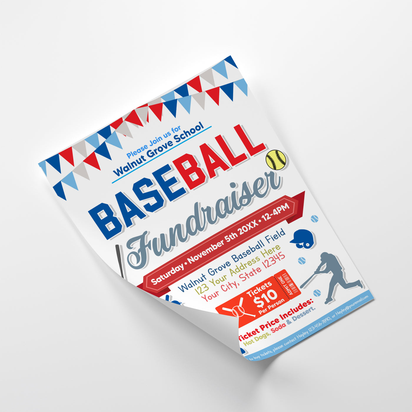 Customizable Baseball Fundraiser Flyer, Editable Fundraiser Event, Bas ...