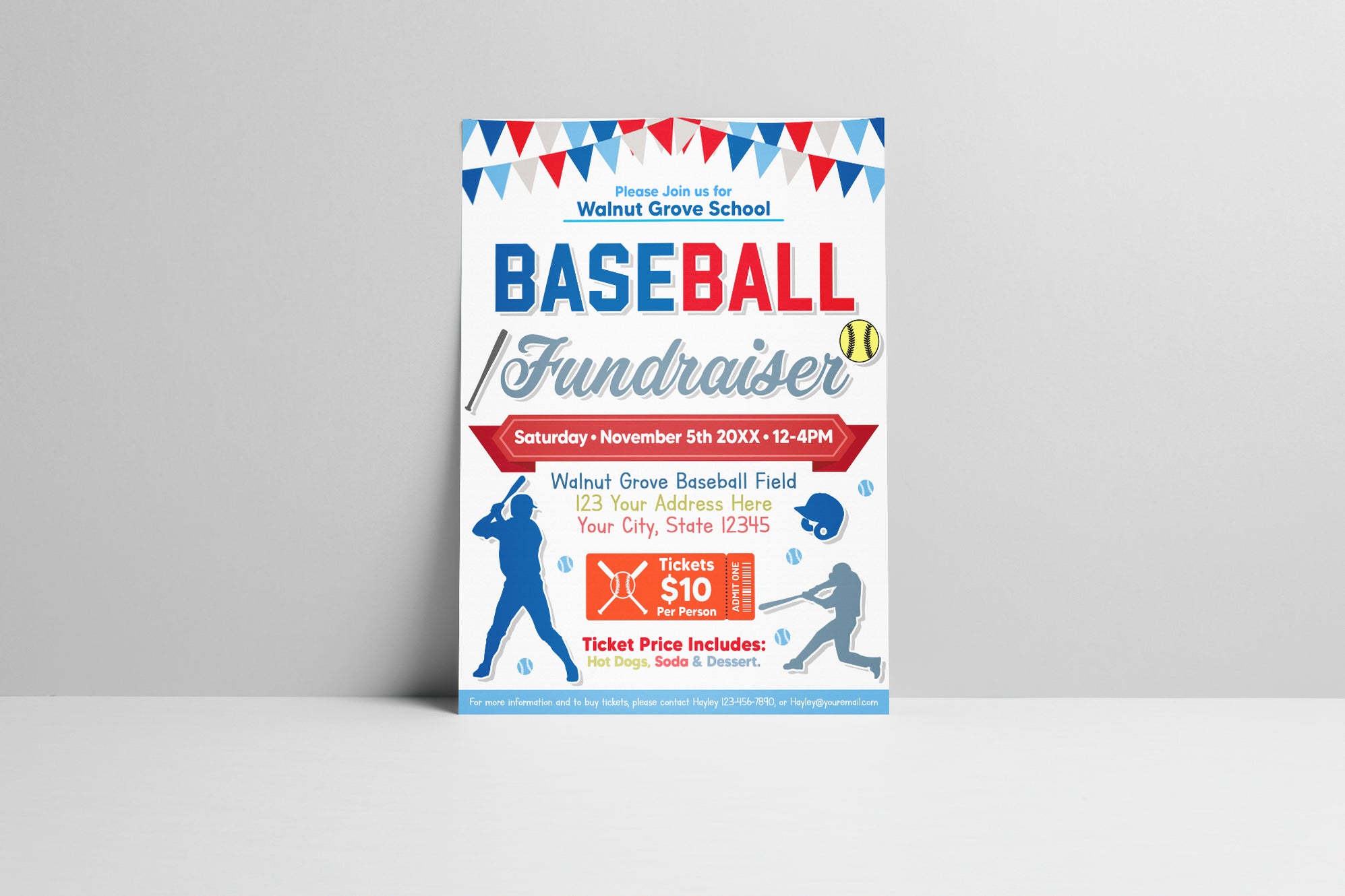 Customizable Baseball Fundraiser Flyer, Editable Fundraiser Event, Bas ...