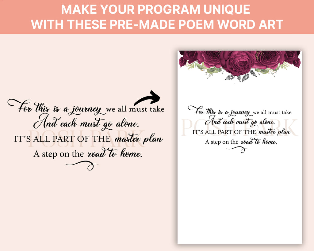 Funeral Program Word Art Poem — Posh Park