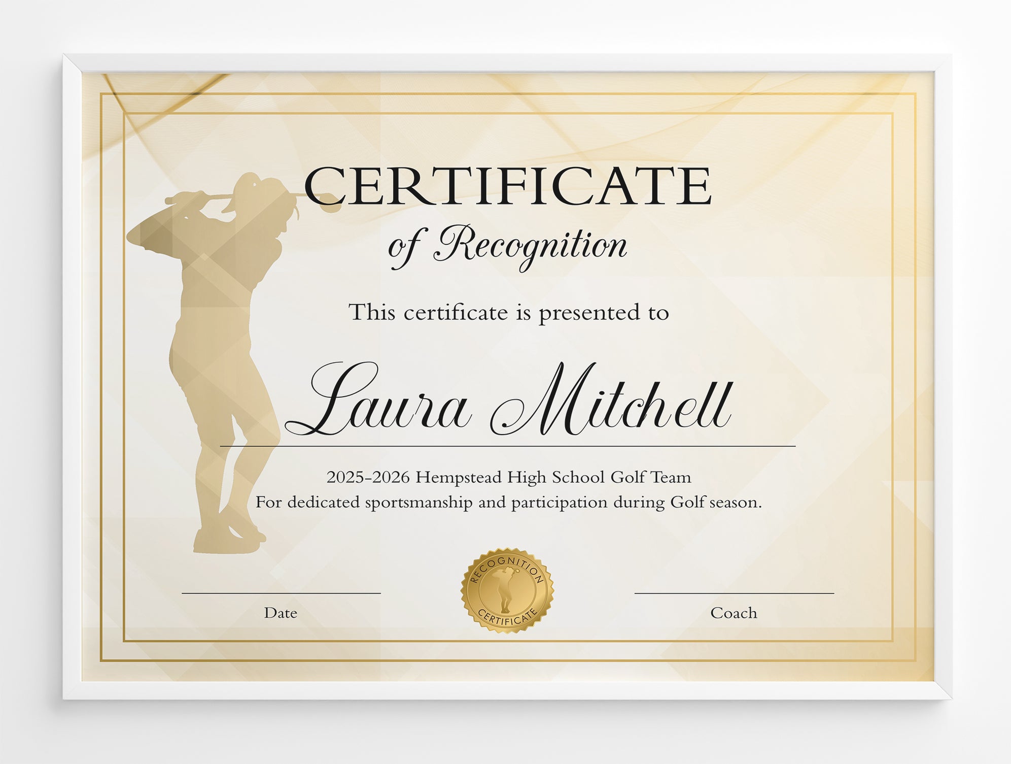 DIY Golf Recognition Award Printable Certificate, Editable Golf Certif ...