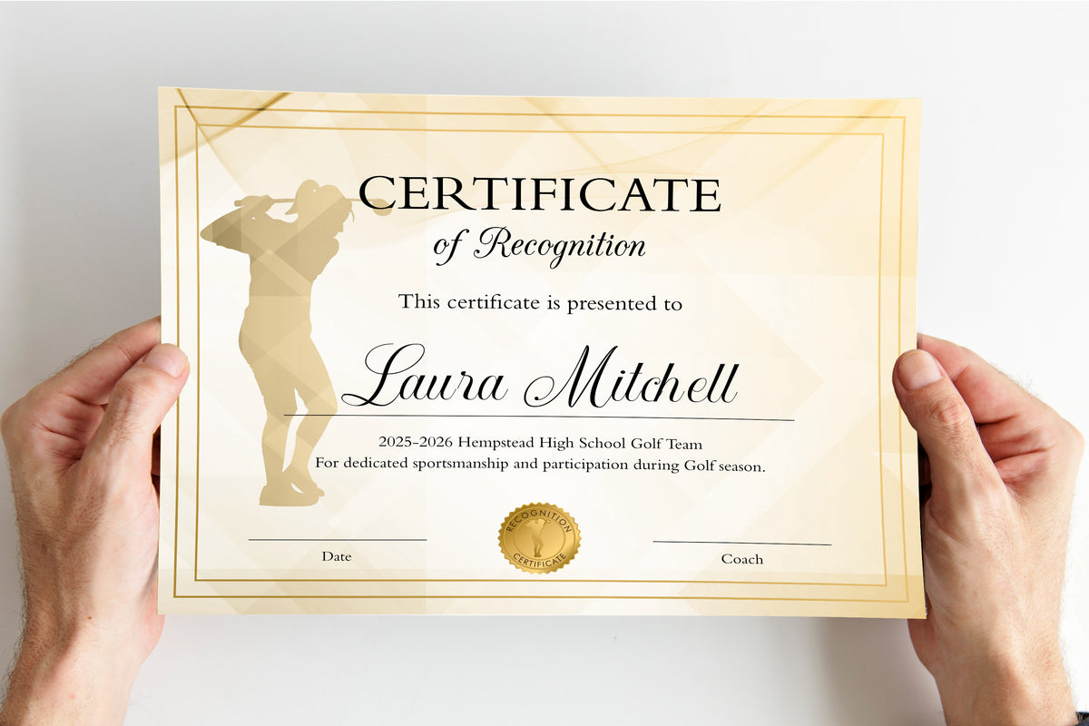 DIY Golf Recognition Award Printable Certificate, Editable Golf Certif ...