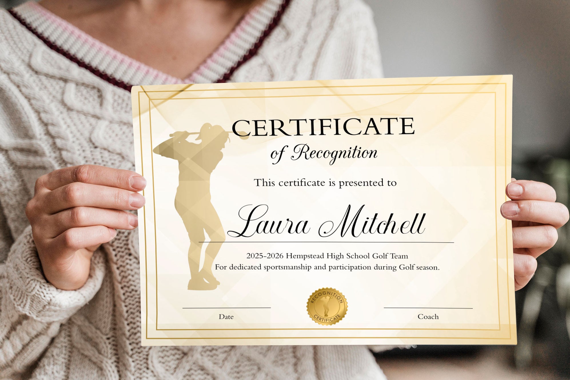 DIY Golf Recognition Award Printable Certificate, Editable Golf Certif ...