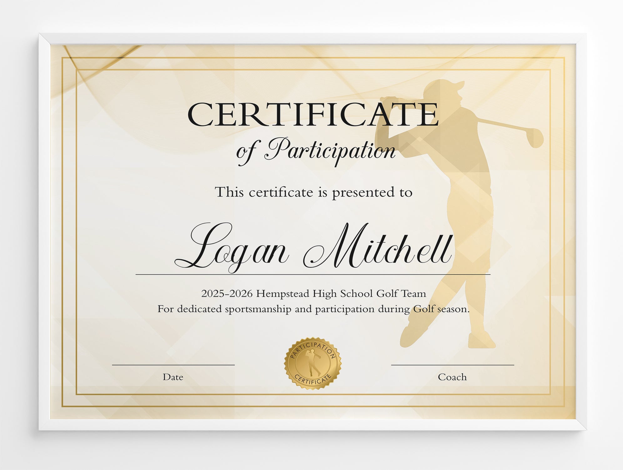 DIY Editable Golf Certificate Template for Boys, Customizable Golf Par ...
