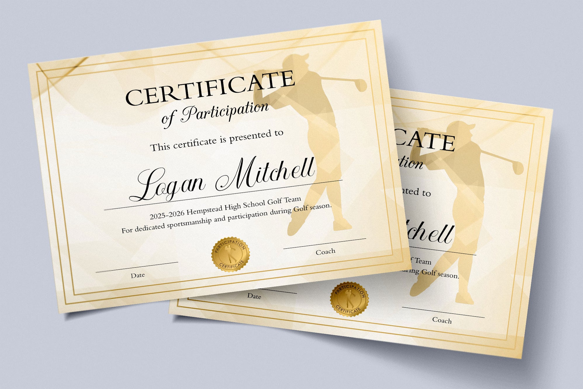 DIY Editable Golf Certificate Template for Boys, Customizable Golf Par ...