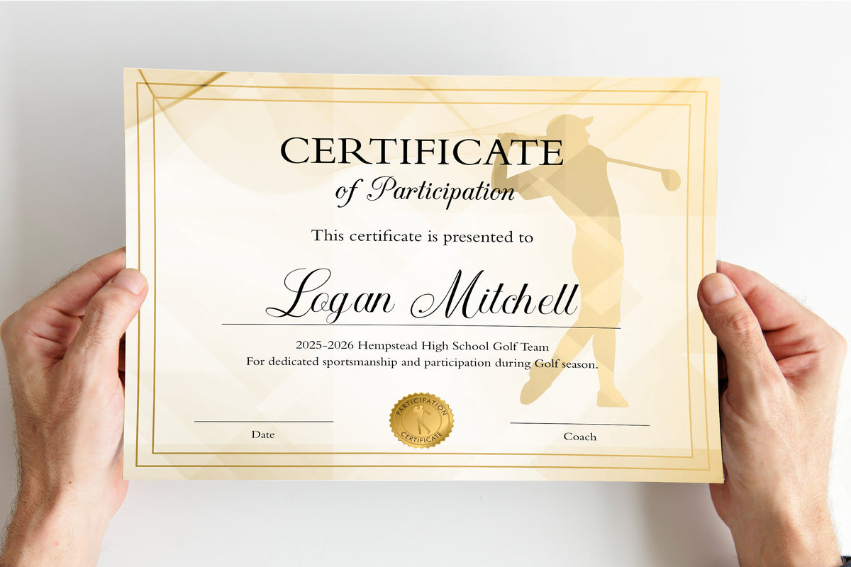 DIY Editable Golf Certificate Template for Boys, Customizable Golf Par ...