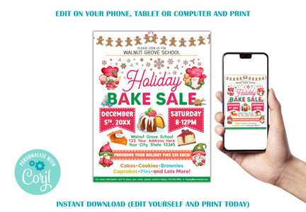 DIY Editable Holiday Sale Flyer Template, School Family Fundraiser Eve ...