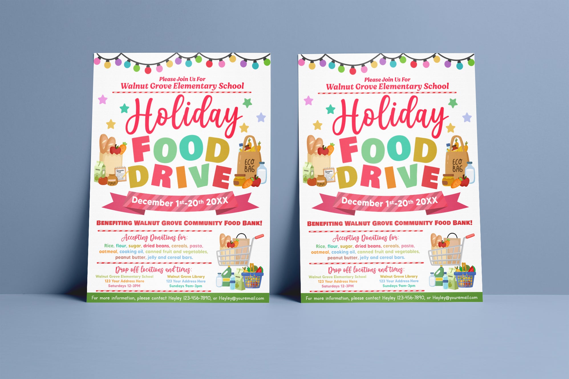 DIY Holiday Food Drive Flyer Template, Editable School Church Fundrais ...