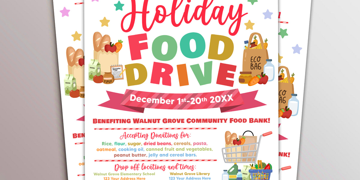 DIY Holiday Food Drive Flyer Template, Editable School Church Fundrais ...