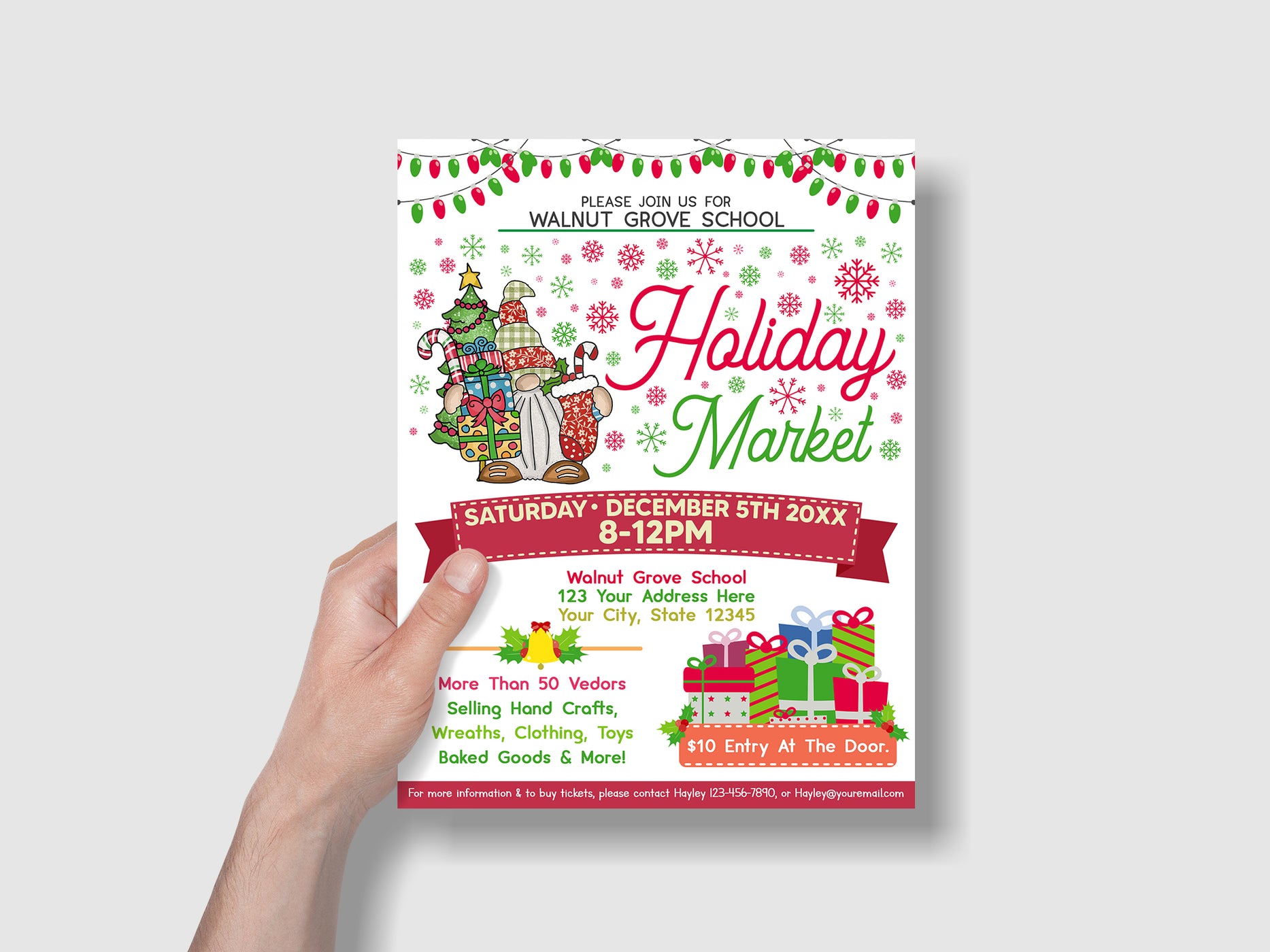 DIY Editable Holiday Market Flyer, Custom Christmas Party Invite, Chur ...