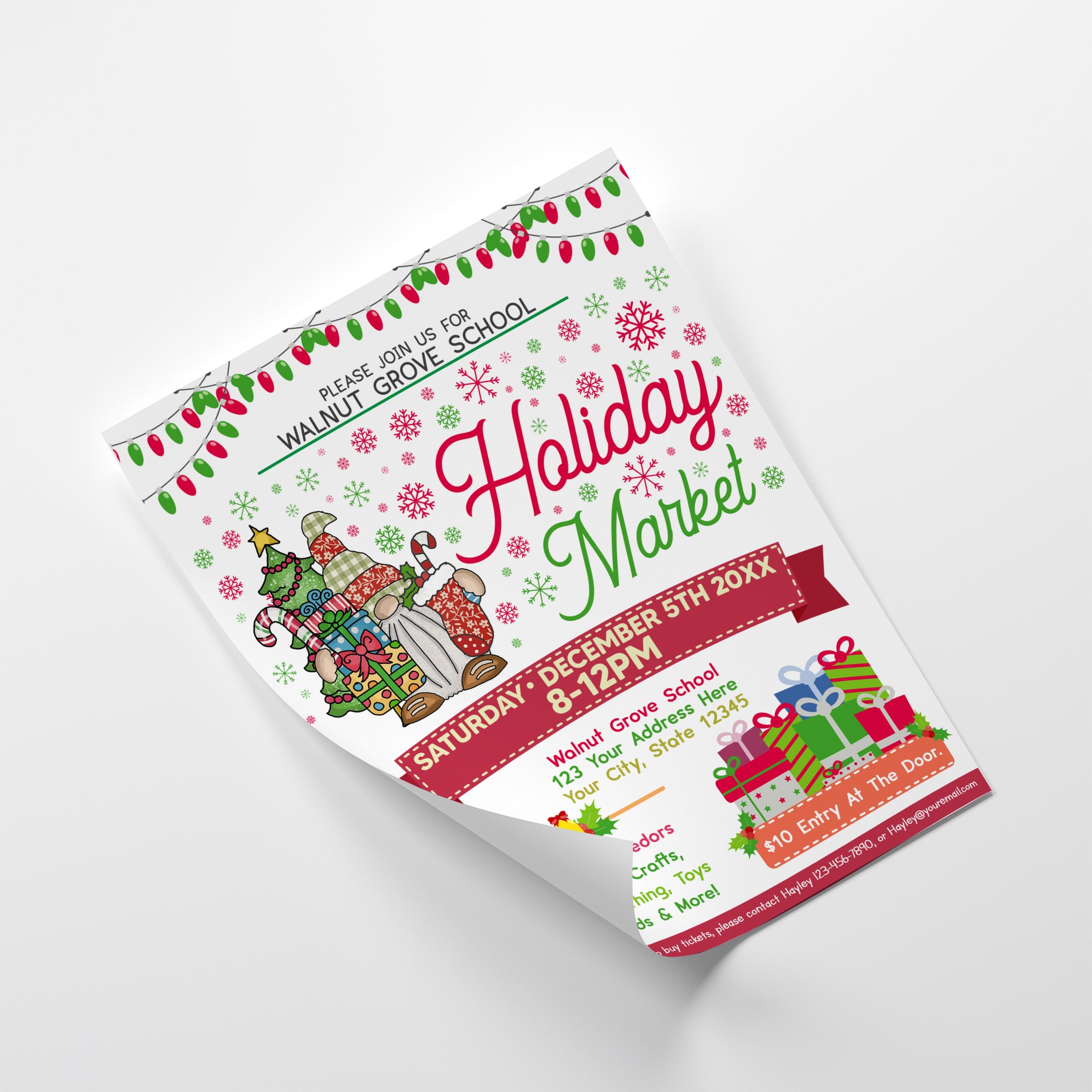 DIY Editable Holiday Market Flyer, Custom Christmas Party Invite, Chur ...