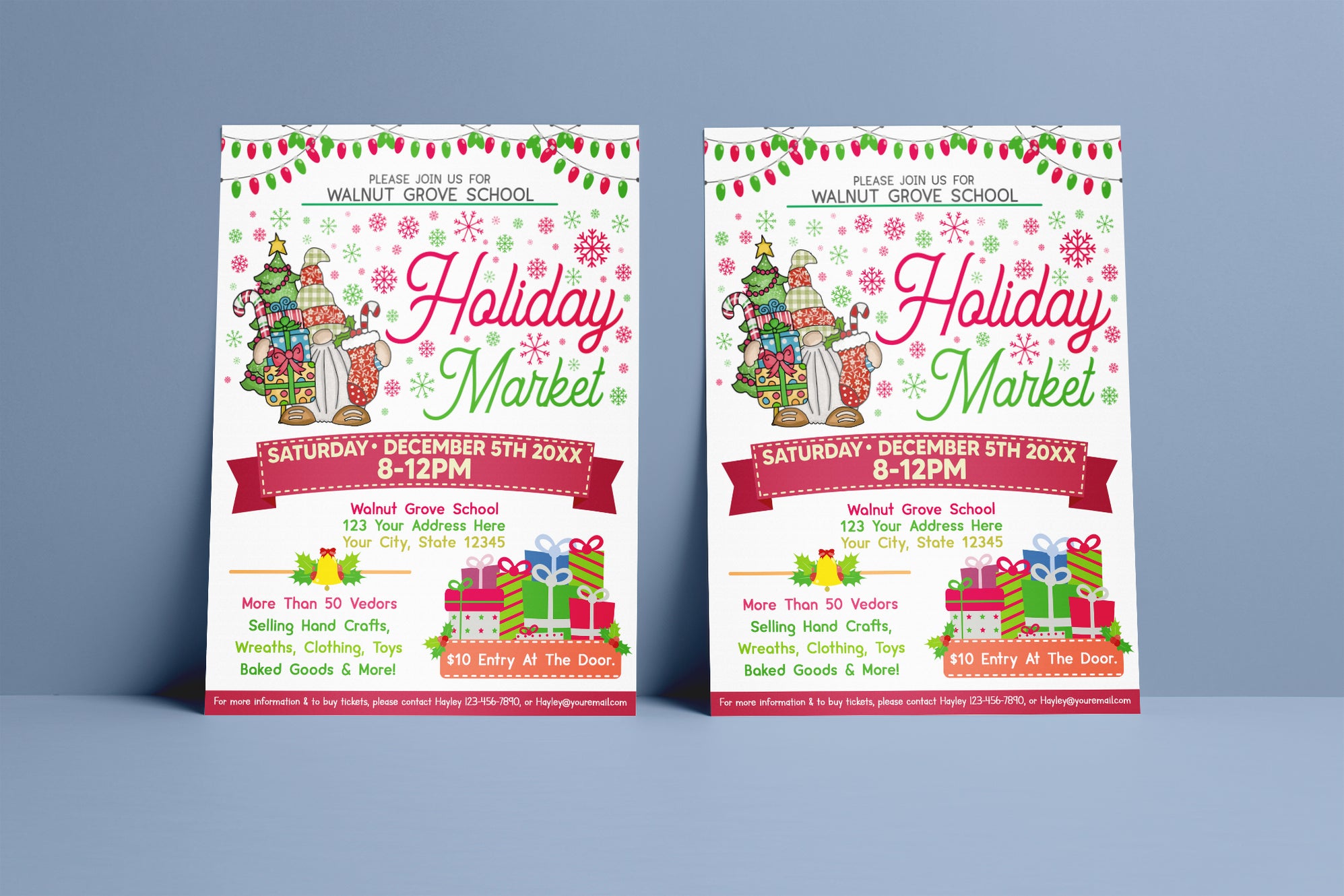 DIY Editable Holiday Market Flyer, Custom Christmas Party Invite, Chur ...