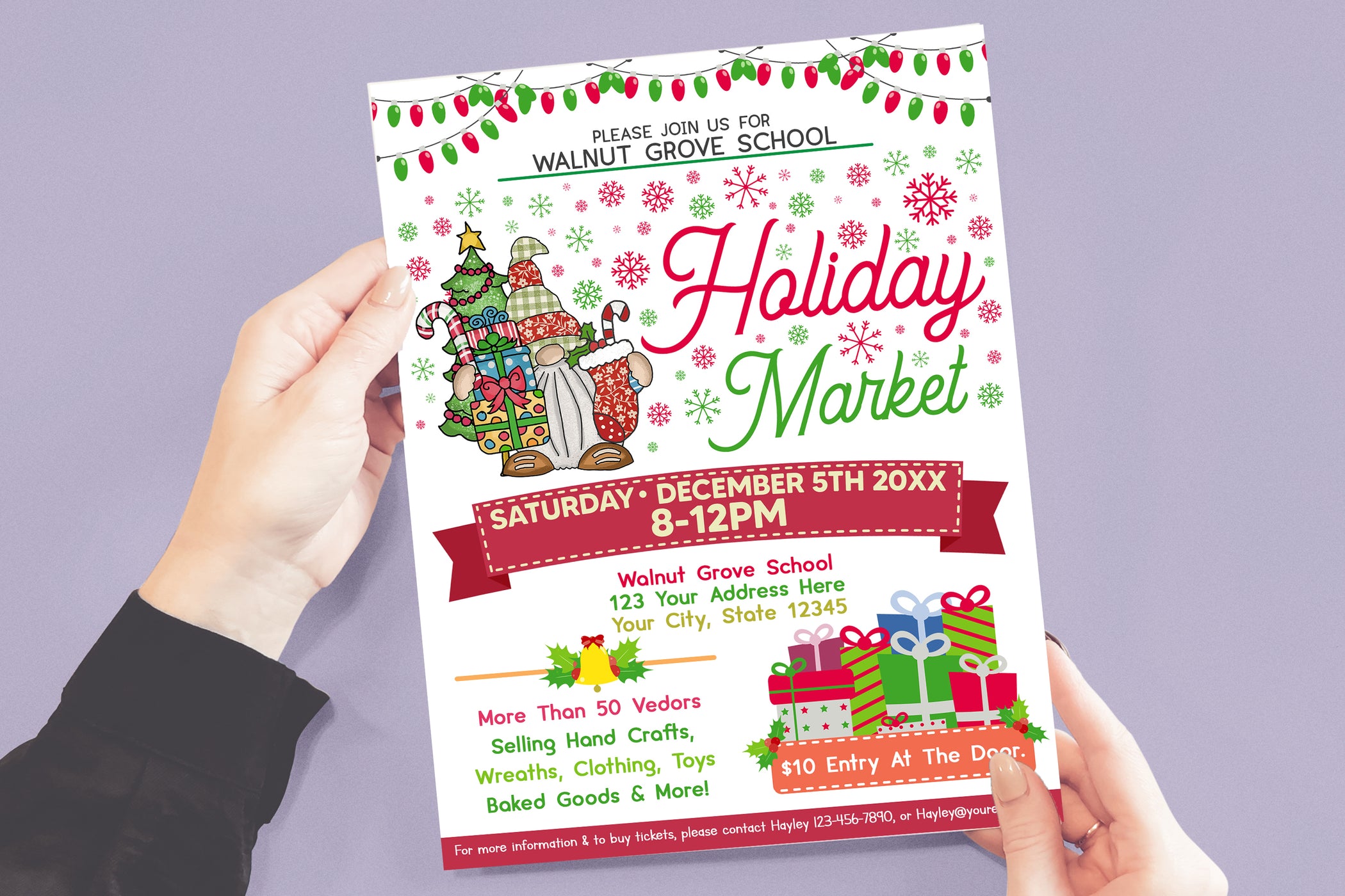 DIY Editable Holiday Market Flyer, Custom Christmas Party Invite, Chur ...