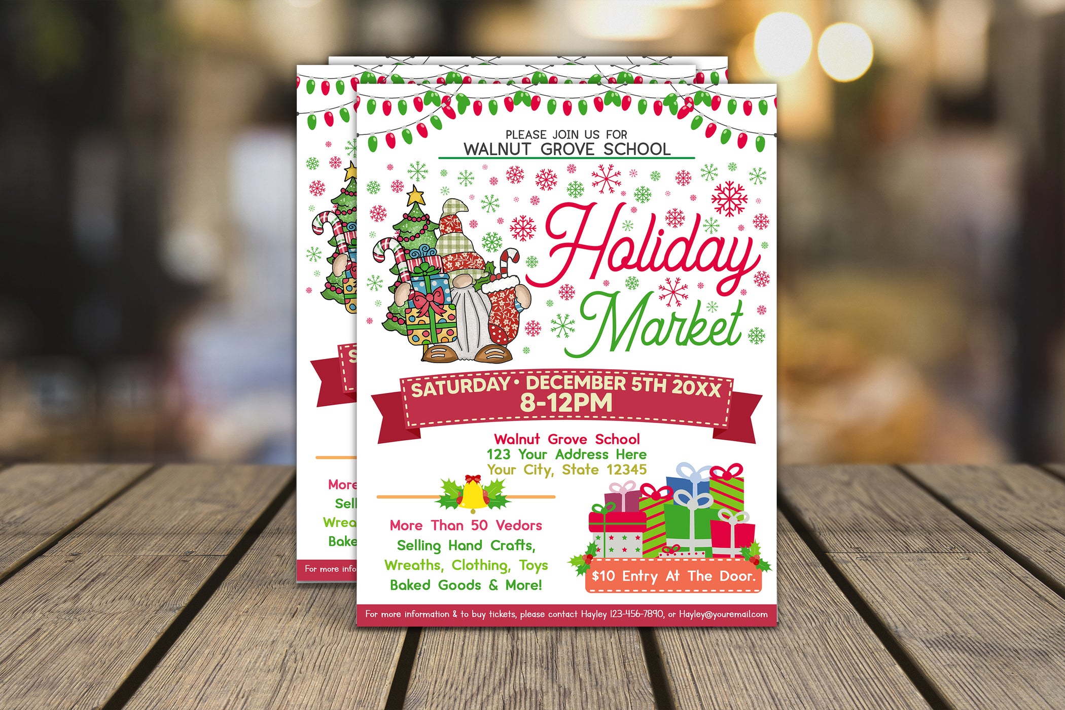 DIY Editable Holiday Market Flyer, Custom Christmas Party Invite, Chur ...