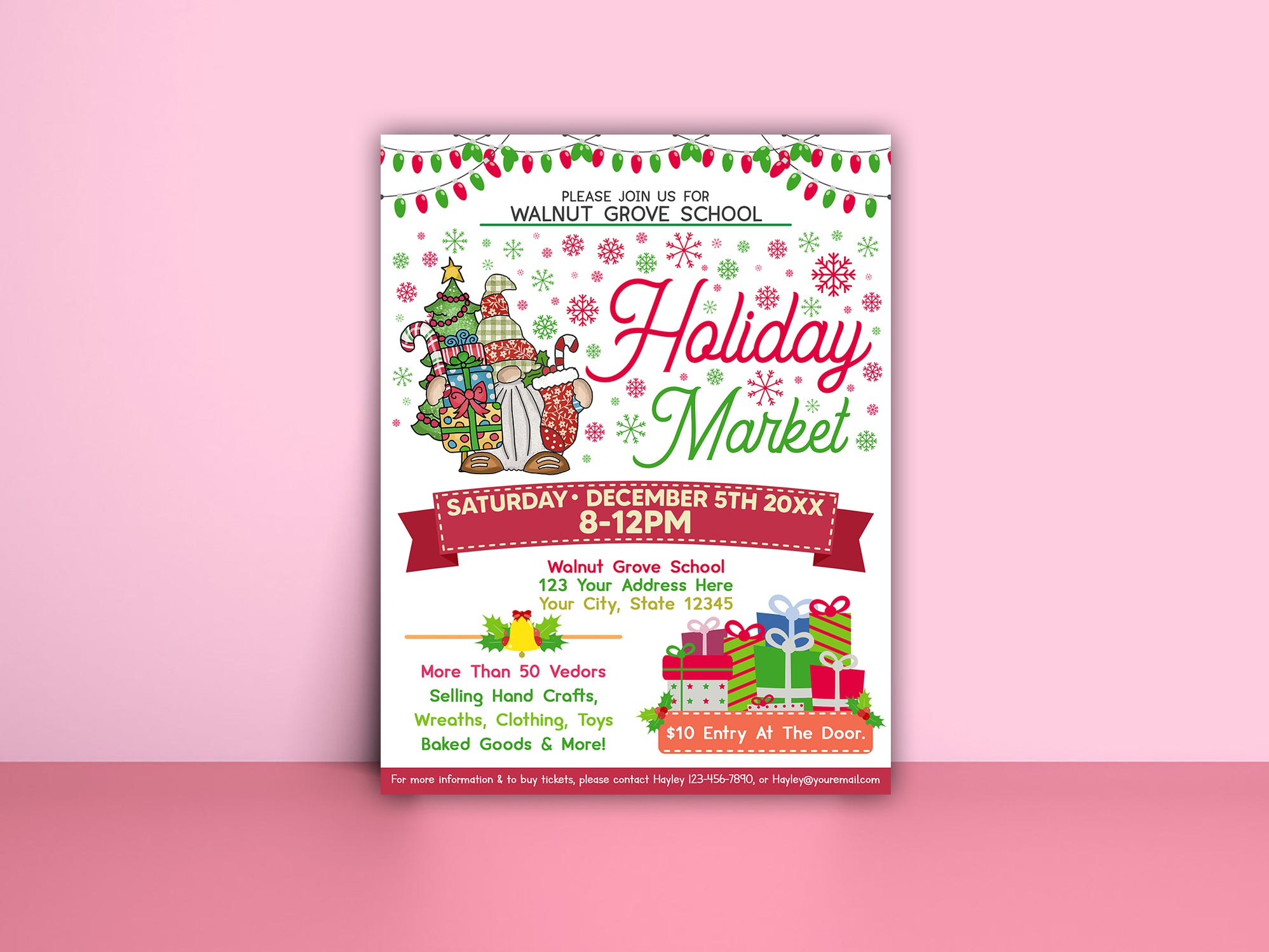 DIY Editable Holiday Market Flyer, Custom Christmas Party Invite, Chur ...