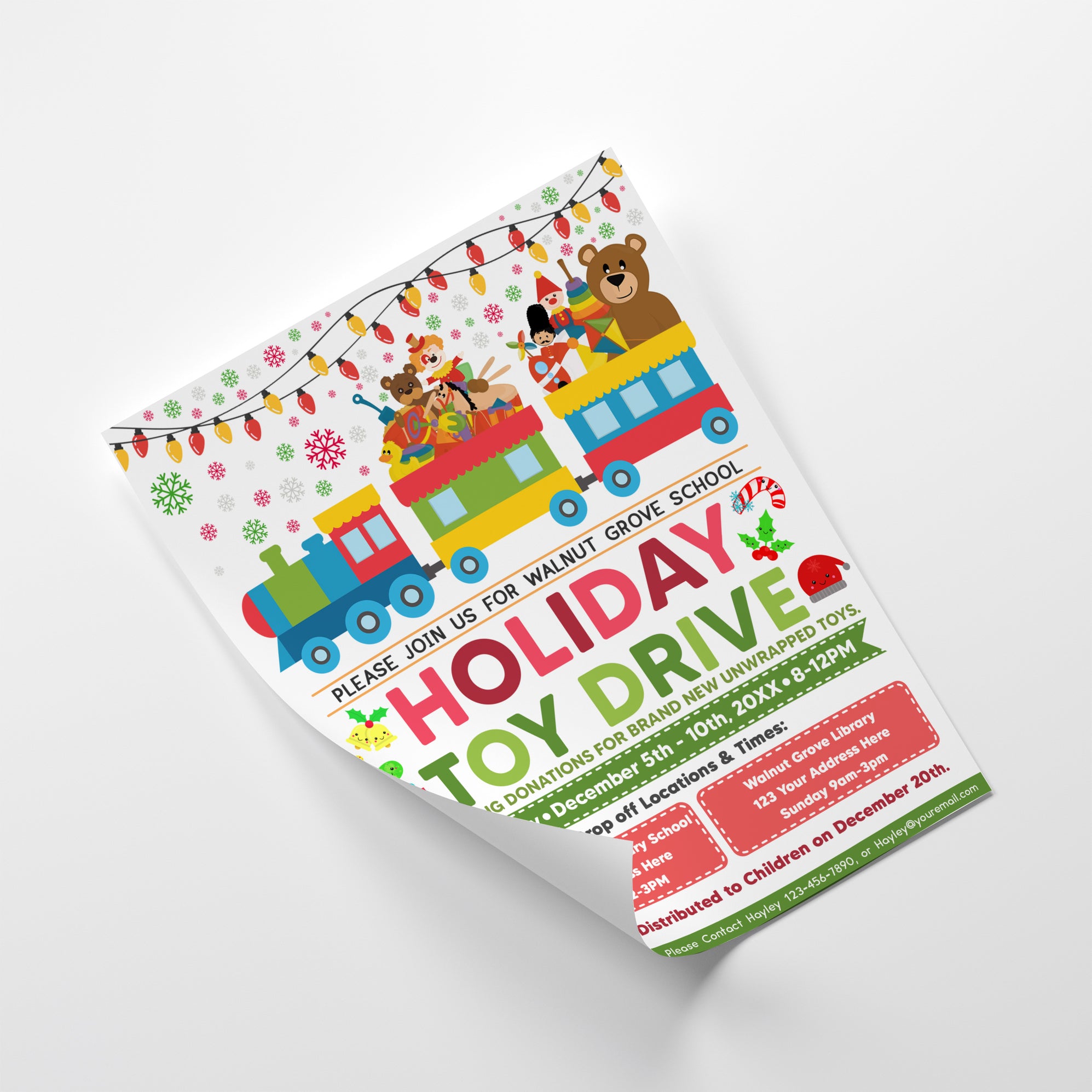 Custom Holiday Toy Drive Flyer, Editable Pto Pta Charity Invite, Chris ...