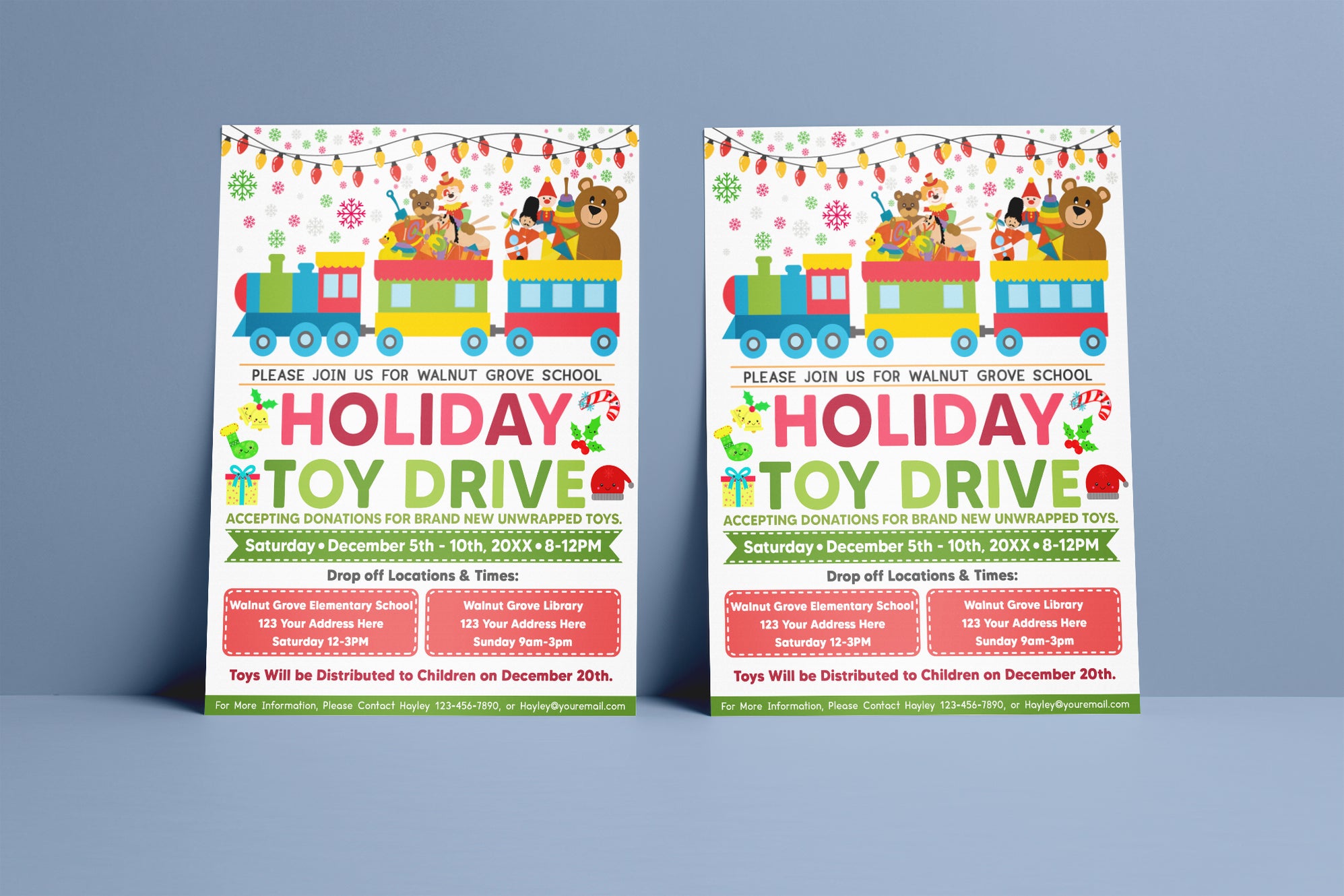 Custom Holiday Toy Drive Flyer, Editable Pto Pta Charity Invite, Chris ...