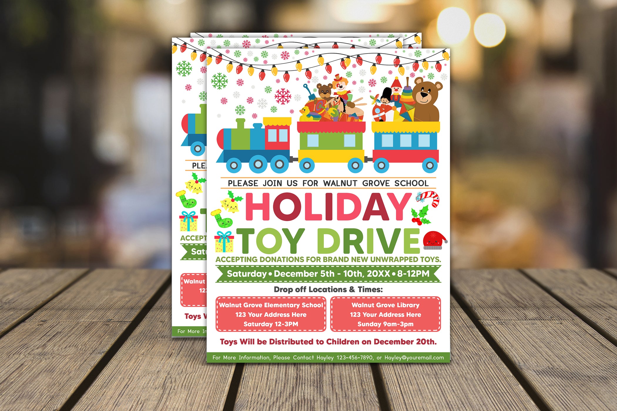 Custom Holiday Toy Drive Flyer, Editable Pto Pta Charity Invite, Chris ...