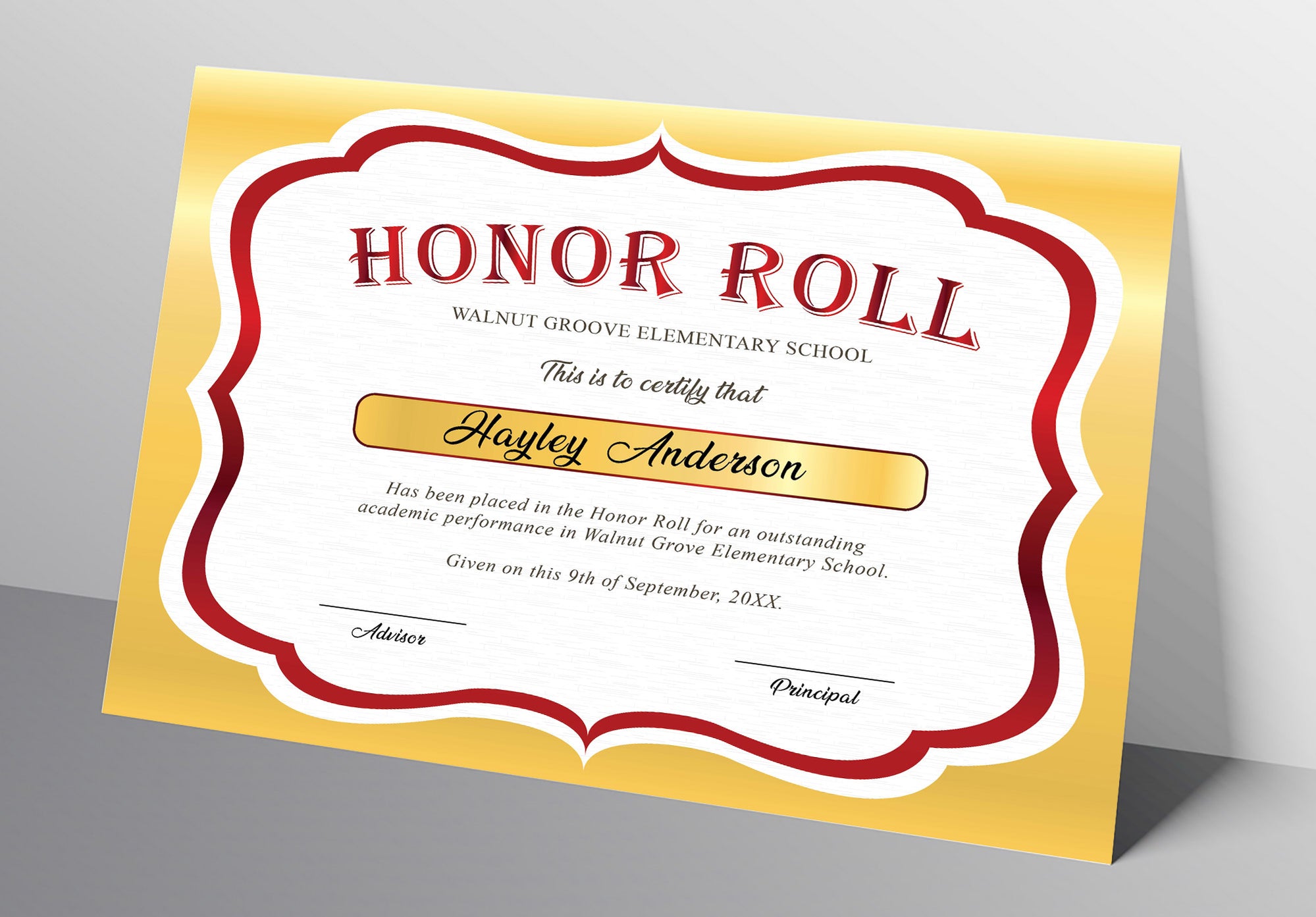 DIY Honor Roll Certificate Red and Beige Template, Honor Roll Awards ...