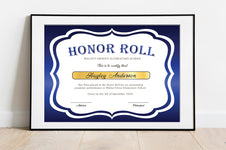 Editable Blue Honor Roll Certificate — Posh Park