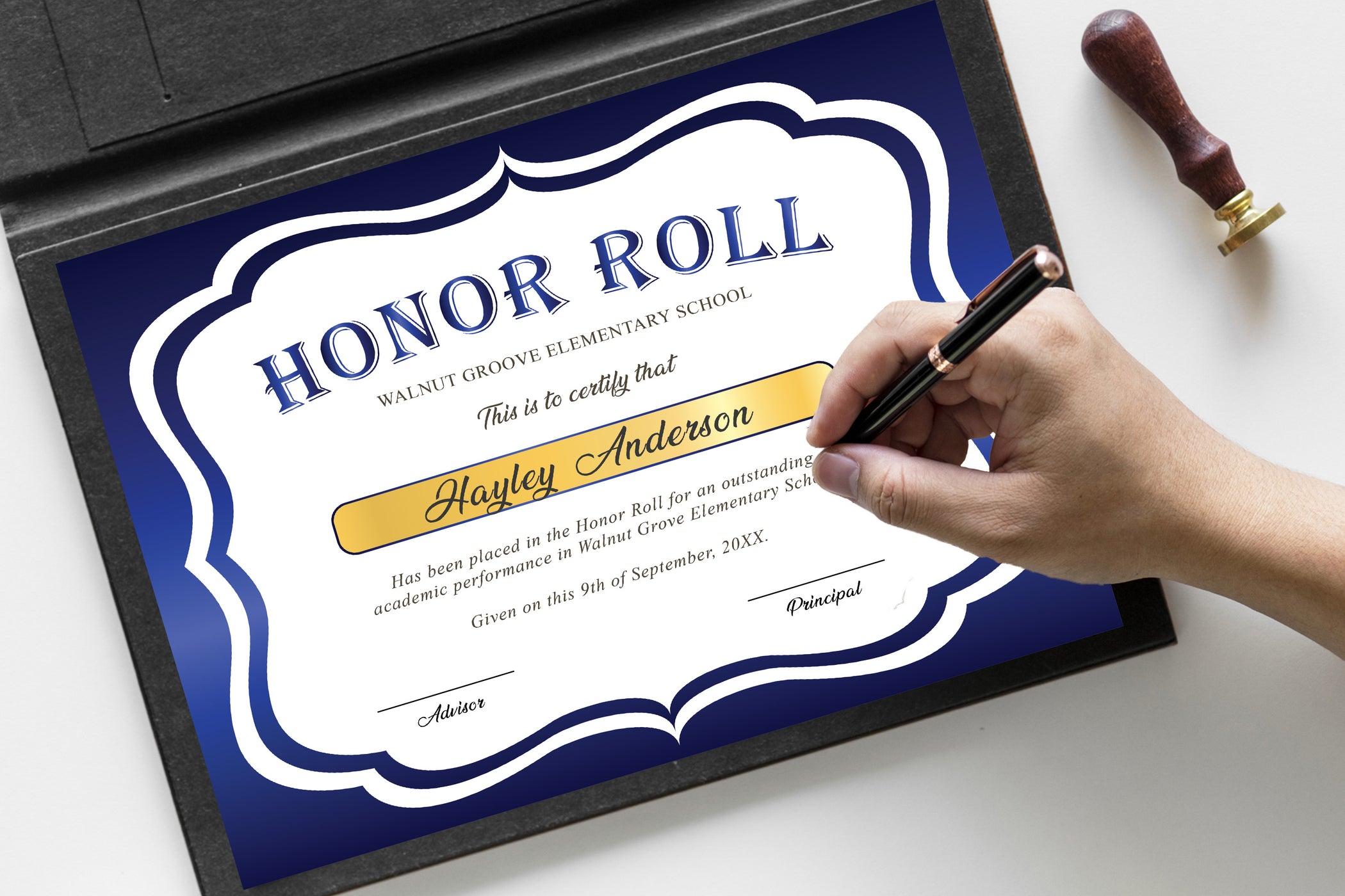 Editable Blue Honor Roll Certificate — Posh Park