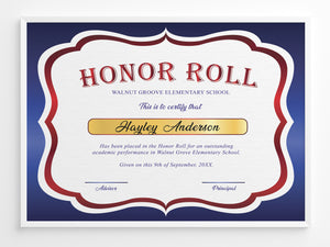 Honor Roll School Award Certificate Template — Posh Park