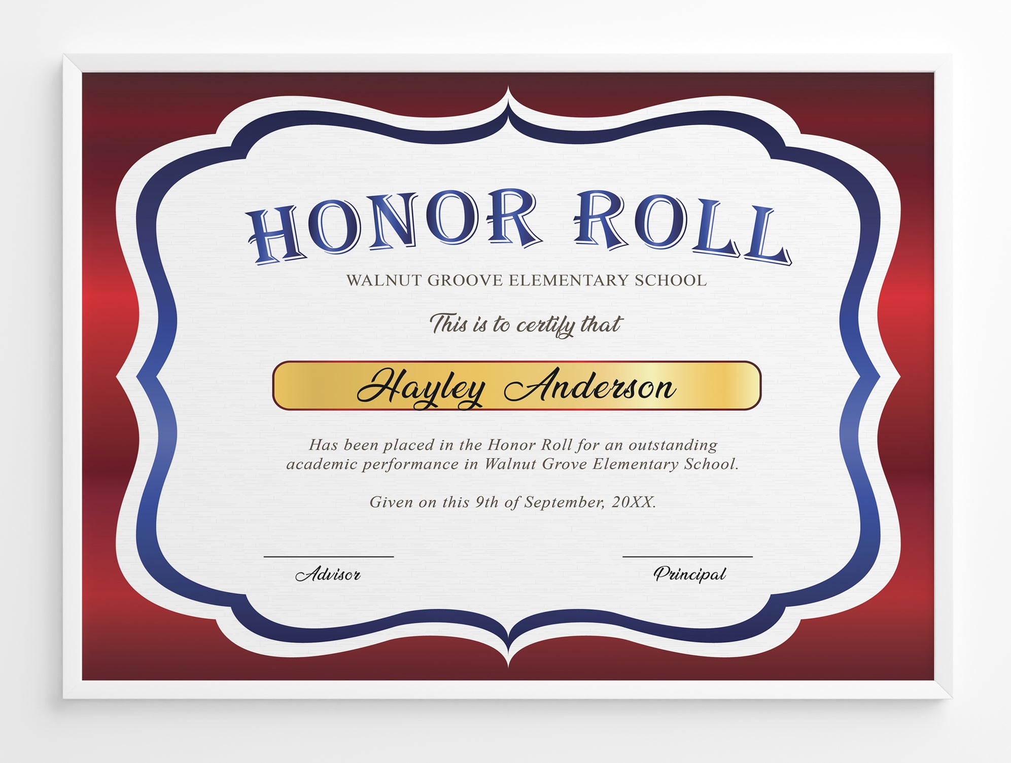 Editable School Award Certificates, Red Honor Roll Awards, Honor Roll ...