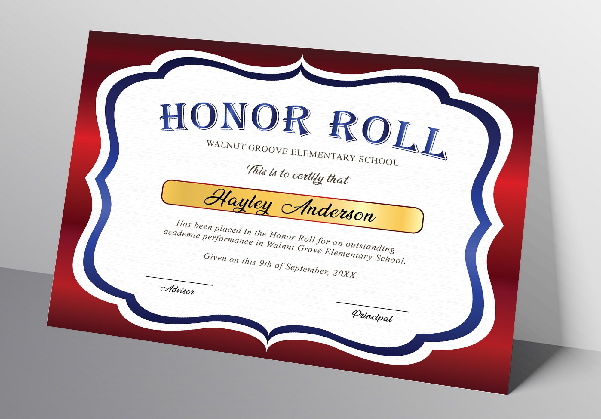 Editable School Award Certificates, Red Honor Roll Awards, Honor Roll ...