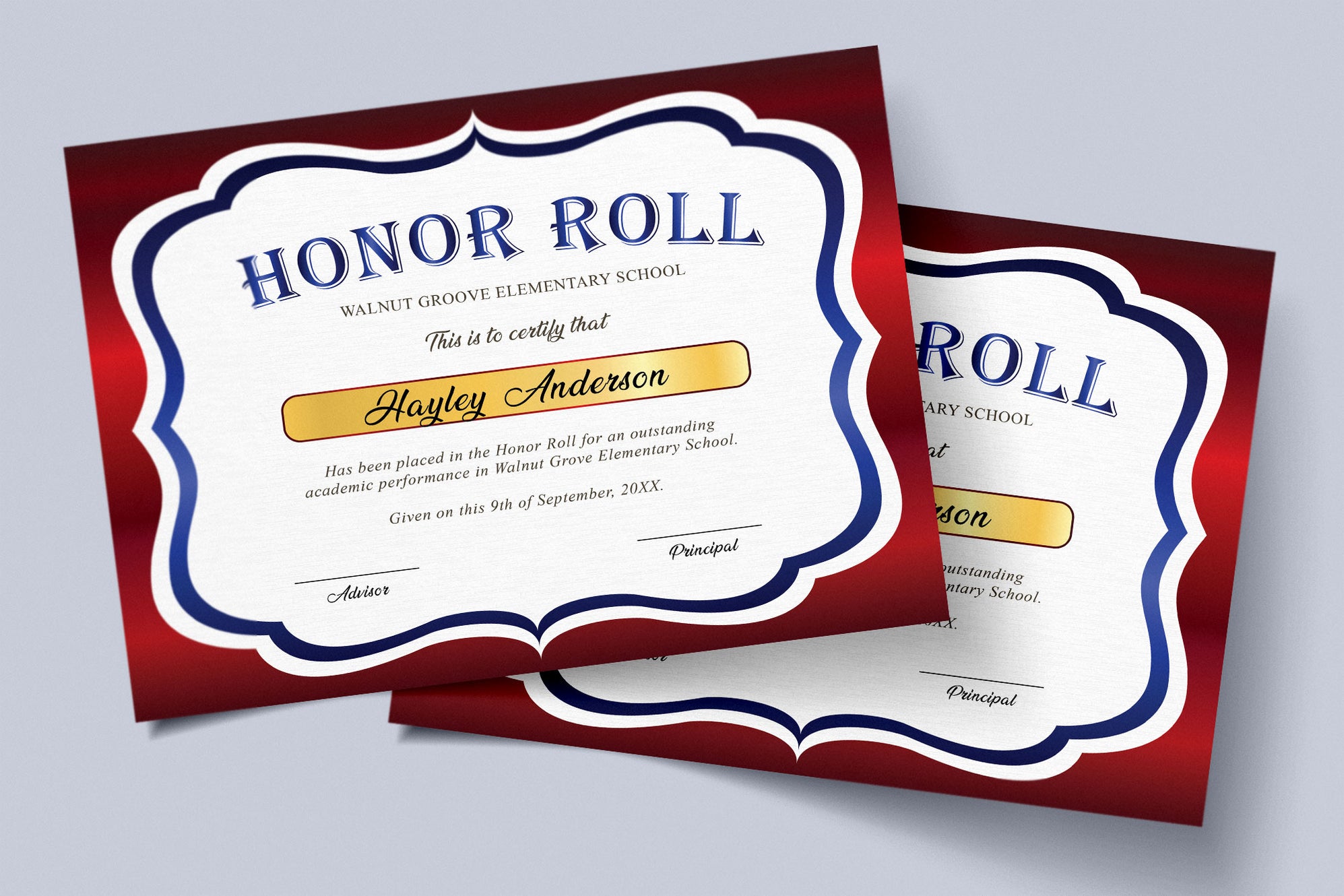 Editable School Award Certificates, Red Honor Roll Awards, Honor Roll ...