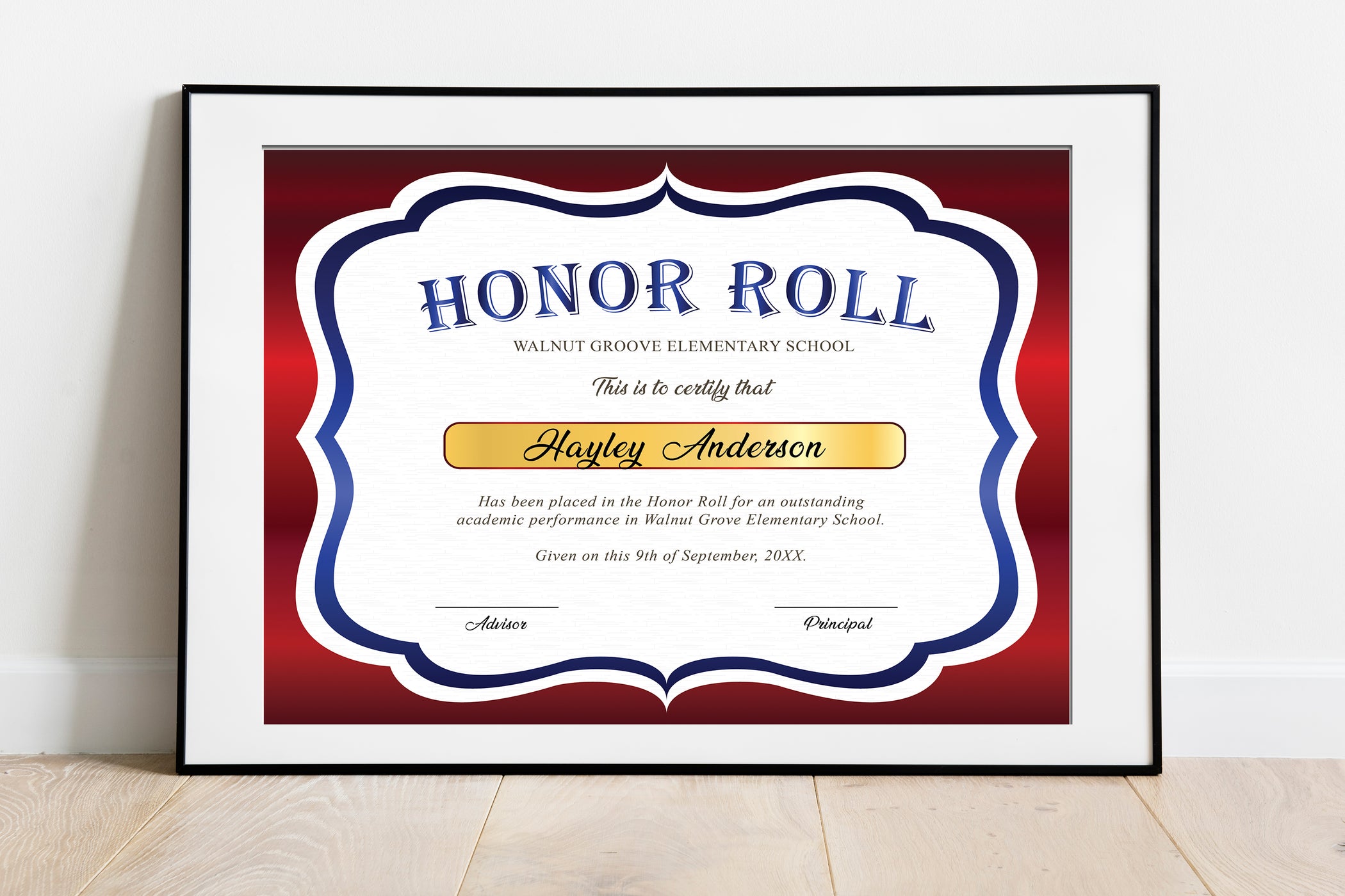 Editable School Award Certificates, Red Honor Roll Awards, Honor Roll ...