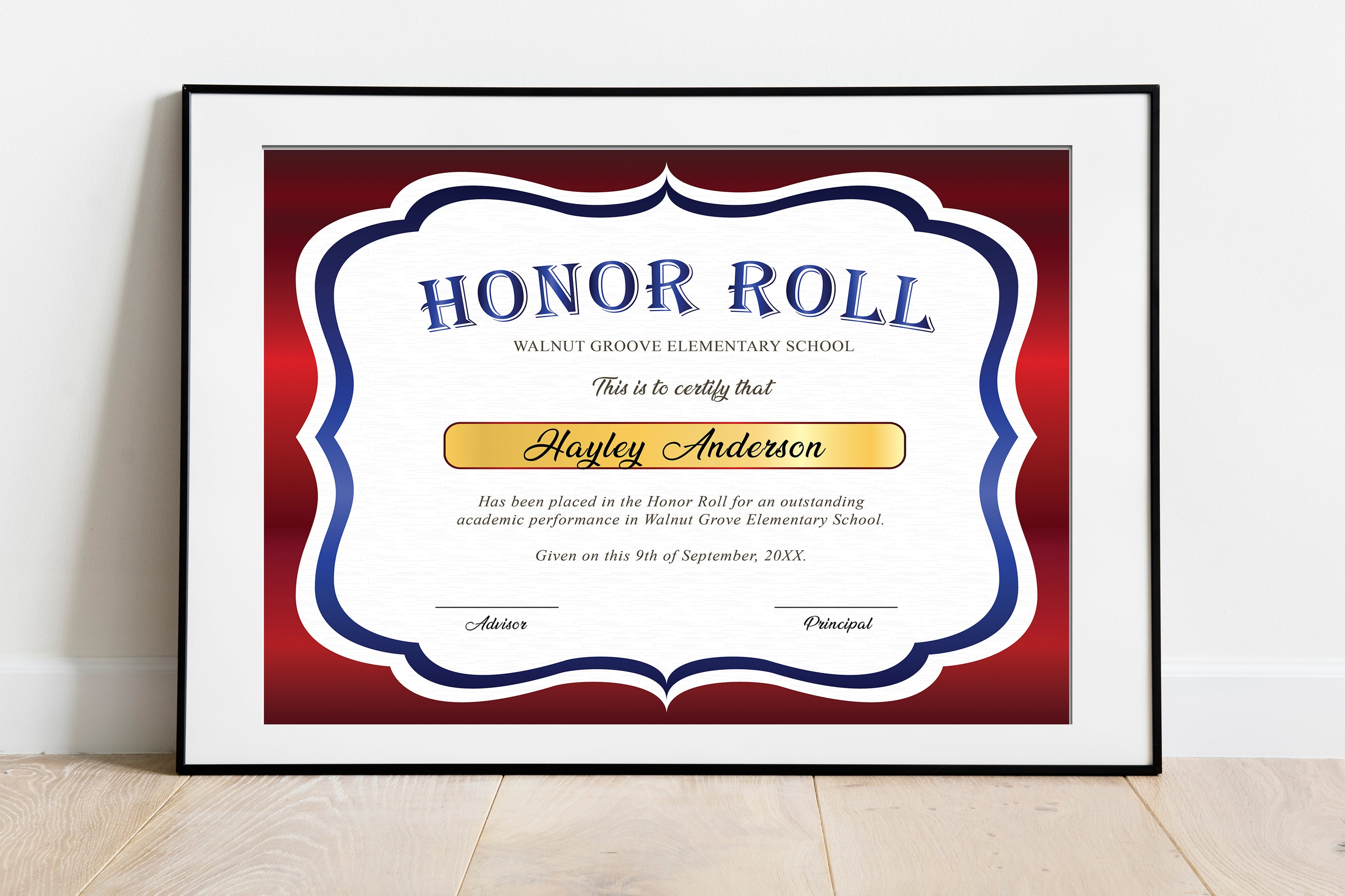 Editable School Award Certificates, Red Honor Roll Awards, Honor Roll ...