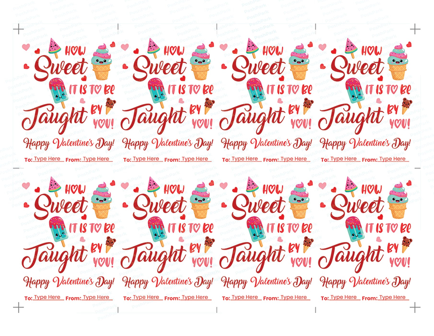 Editable How Sweet It Is to be Taught by You Gift Tags, DIY Valentines ...