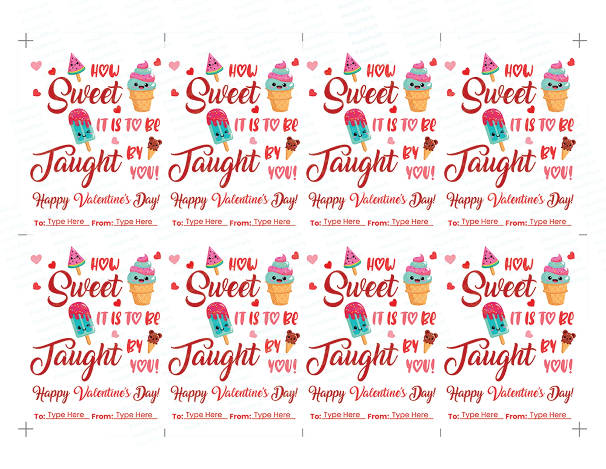 Editable How Sweet It Is to be Taught by You Gift Tags, DIY Valentines ...
