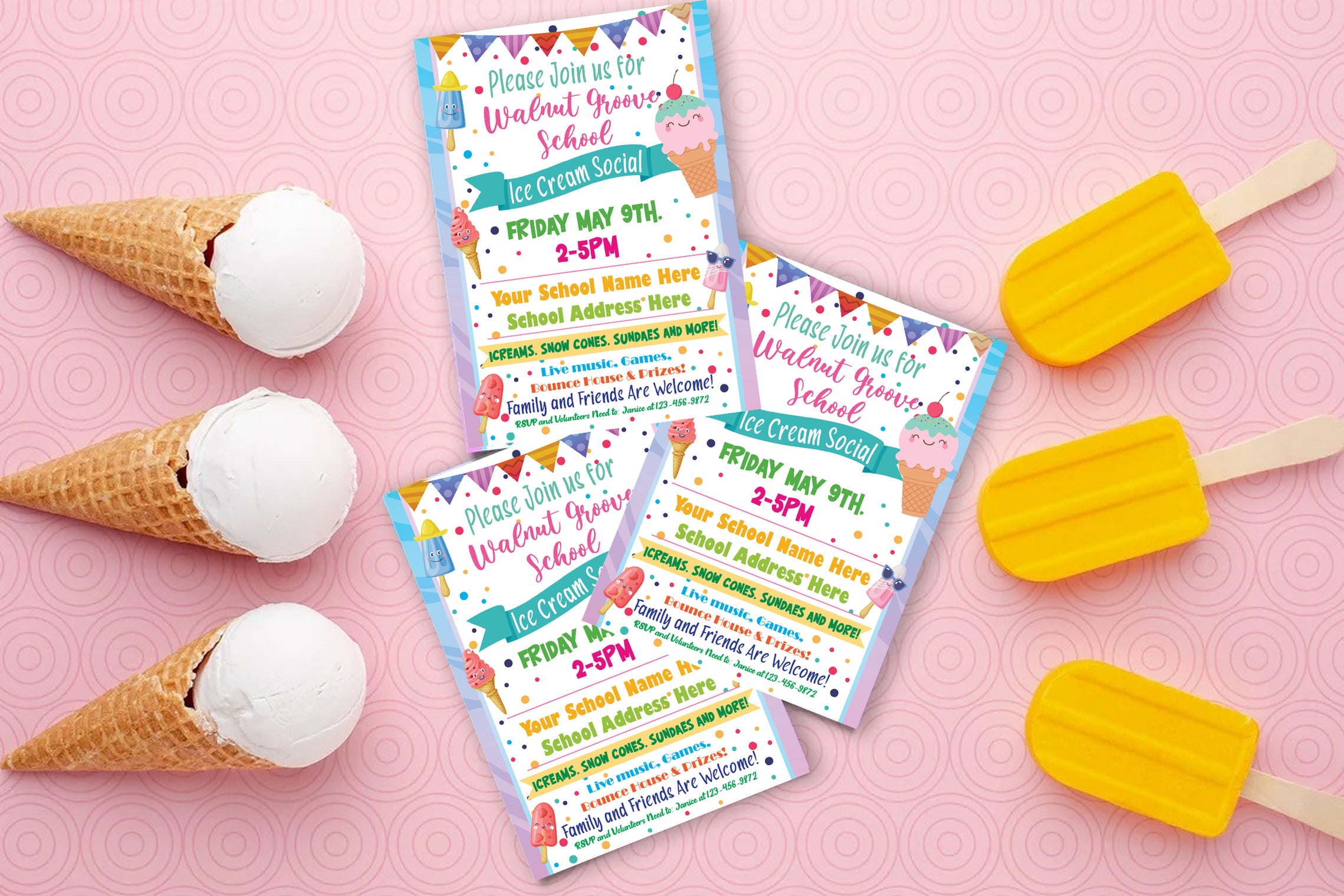 Editable Ice Cream Social Party Invitations - Posh Park