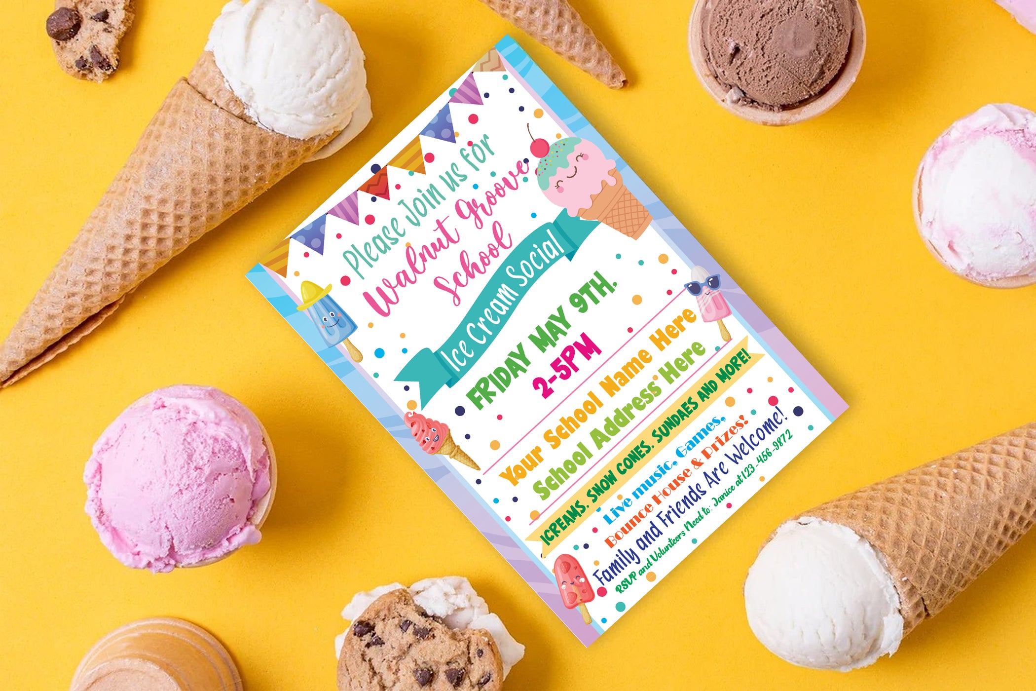 Editable Ice Cream Social Party Invitations - Posh Park