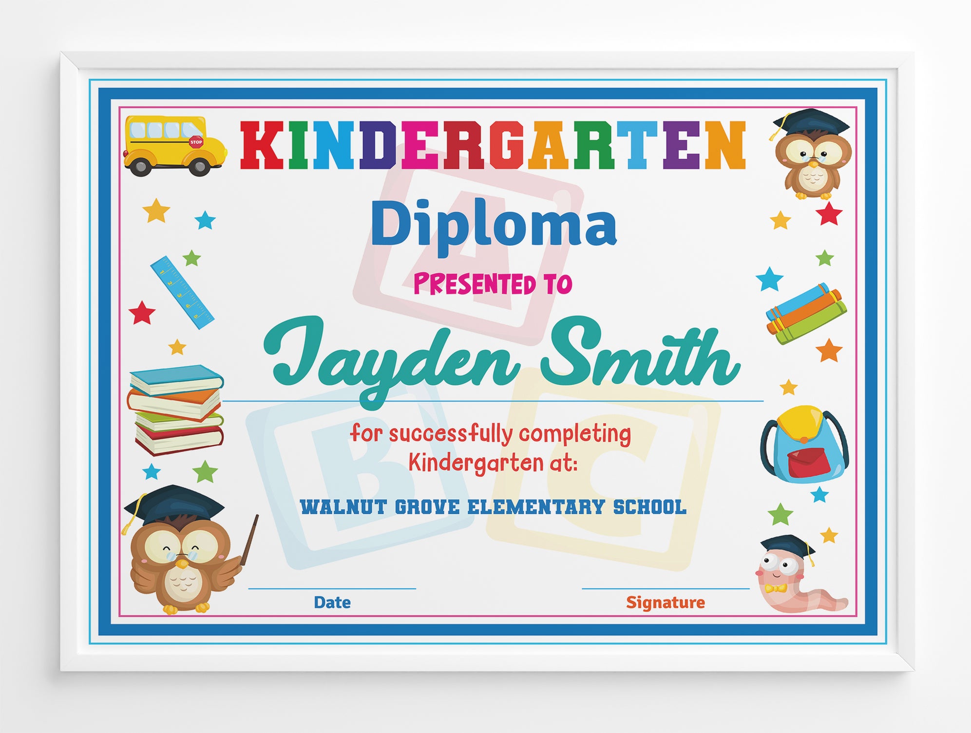 Editable Kindergarten Diploma Certificate, Customizable Kinder Diploma ...