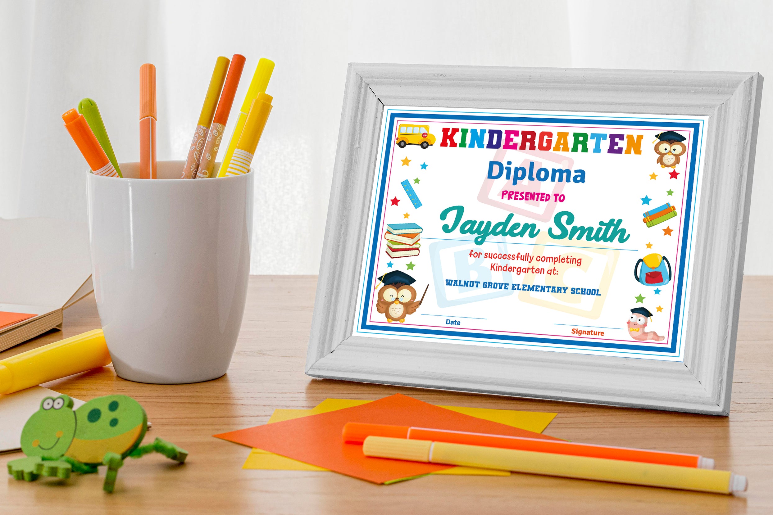 Editable Kindergarten Diploma Certificate, Customizable Kinder Diploma ...