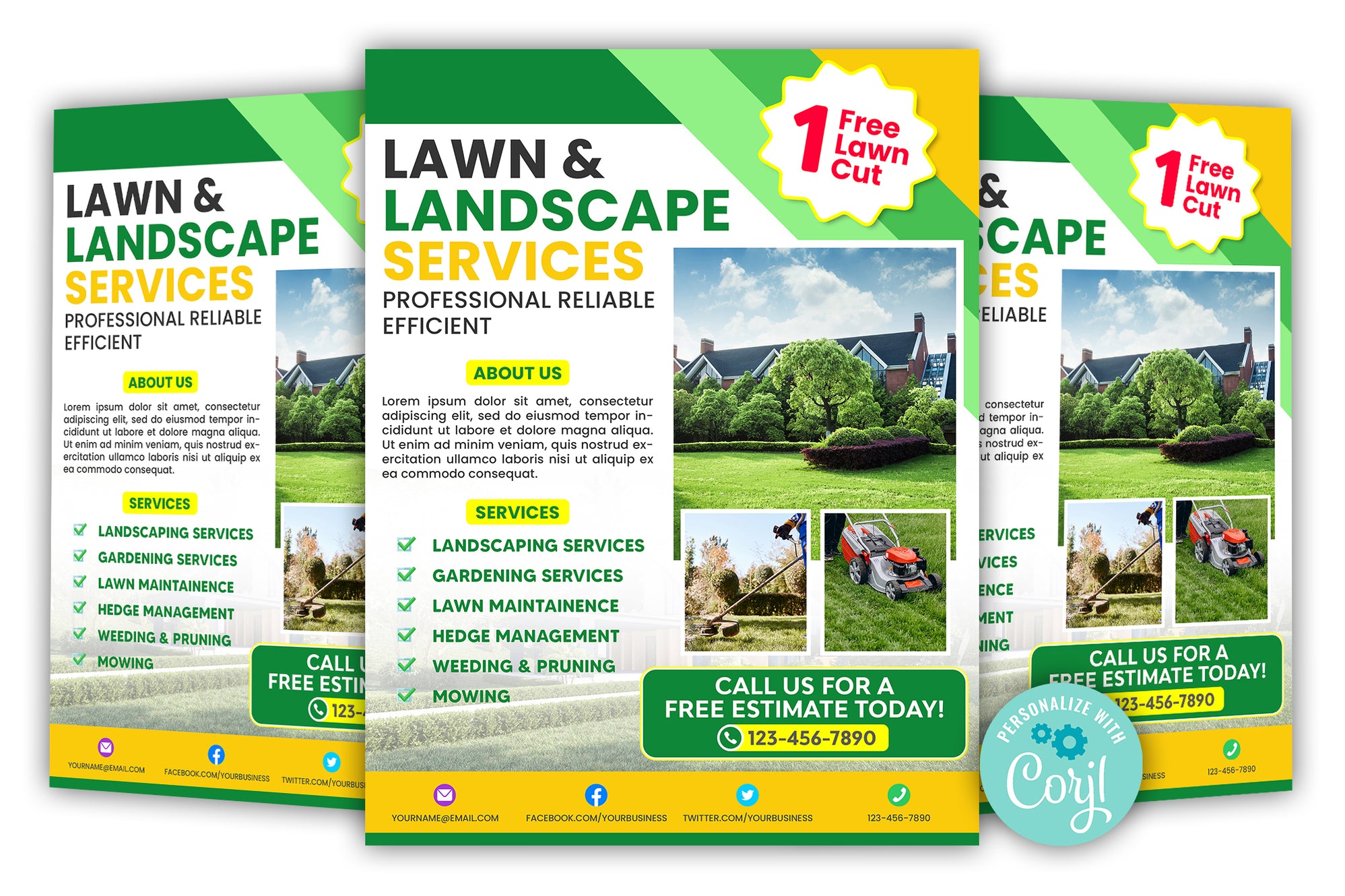 Editable Lawn Care and Landscaping Flyer Template — Posh Park