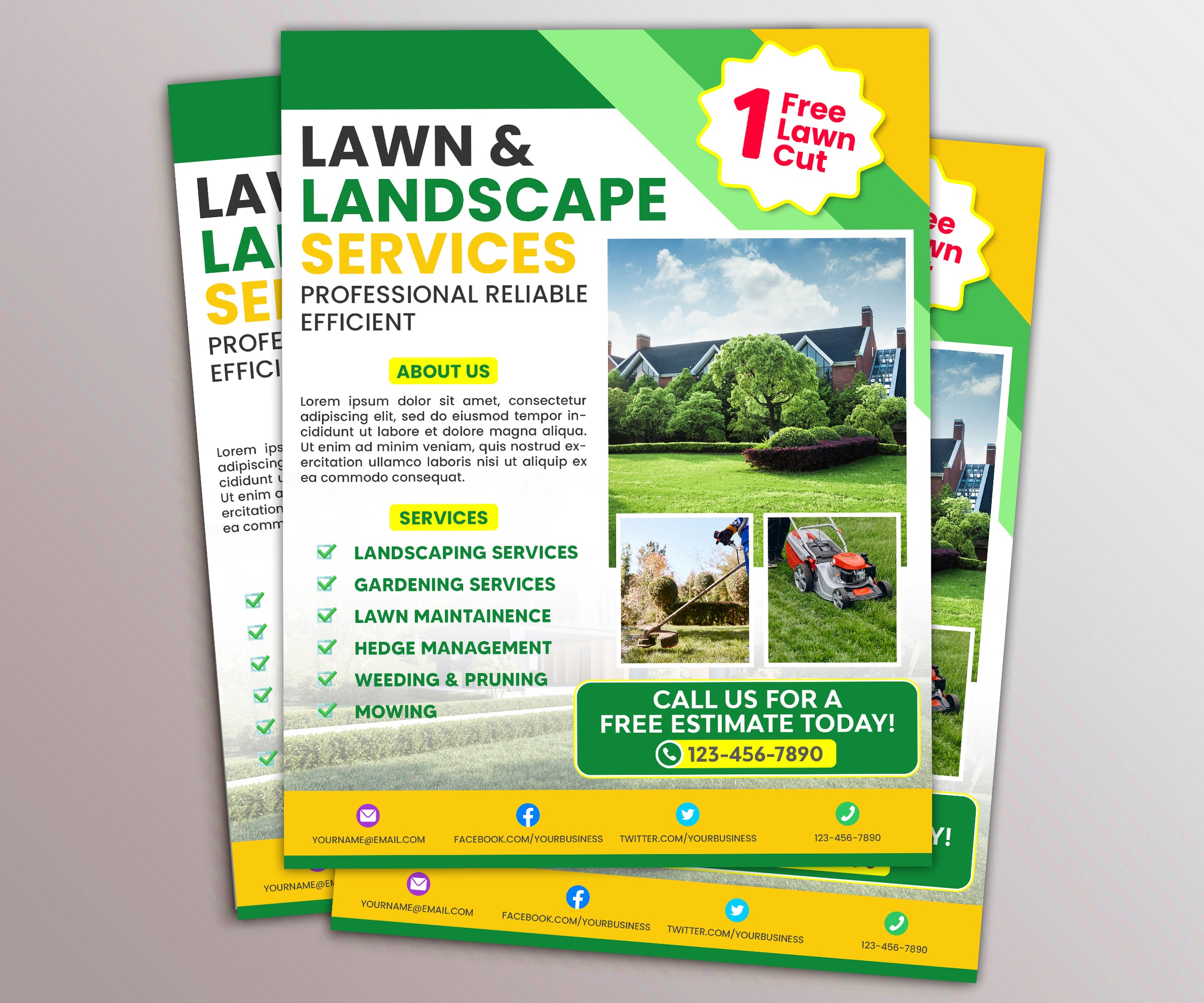 Editable Lawn Care and Landscaping Flyer Template — Posh Park