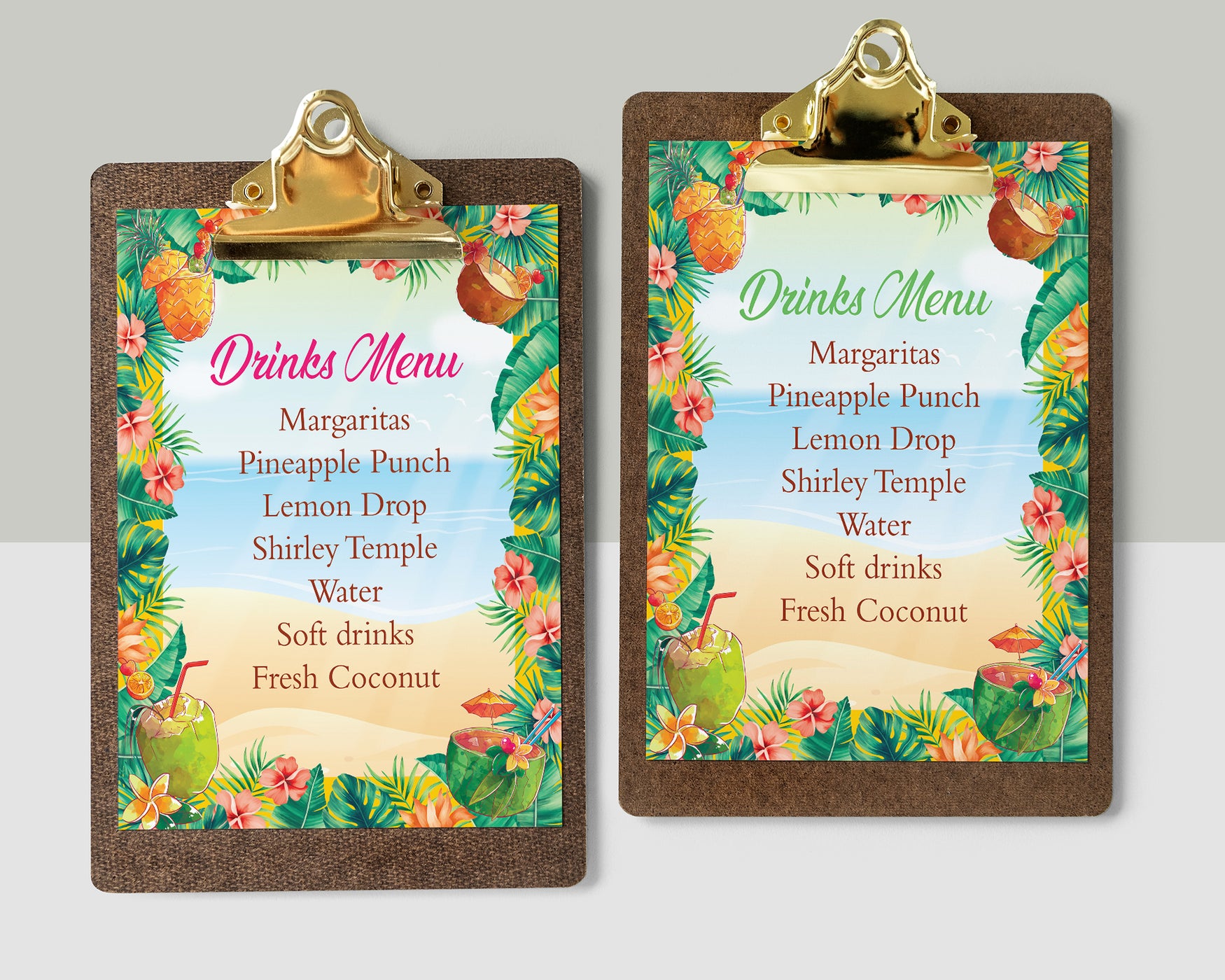 Editable Luau Drink Menu Sign Template | Hawaiian Tropical Bar Menu ...