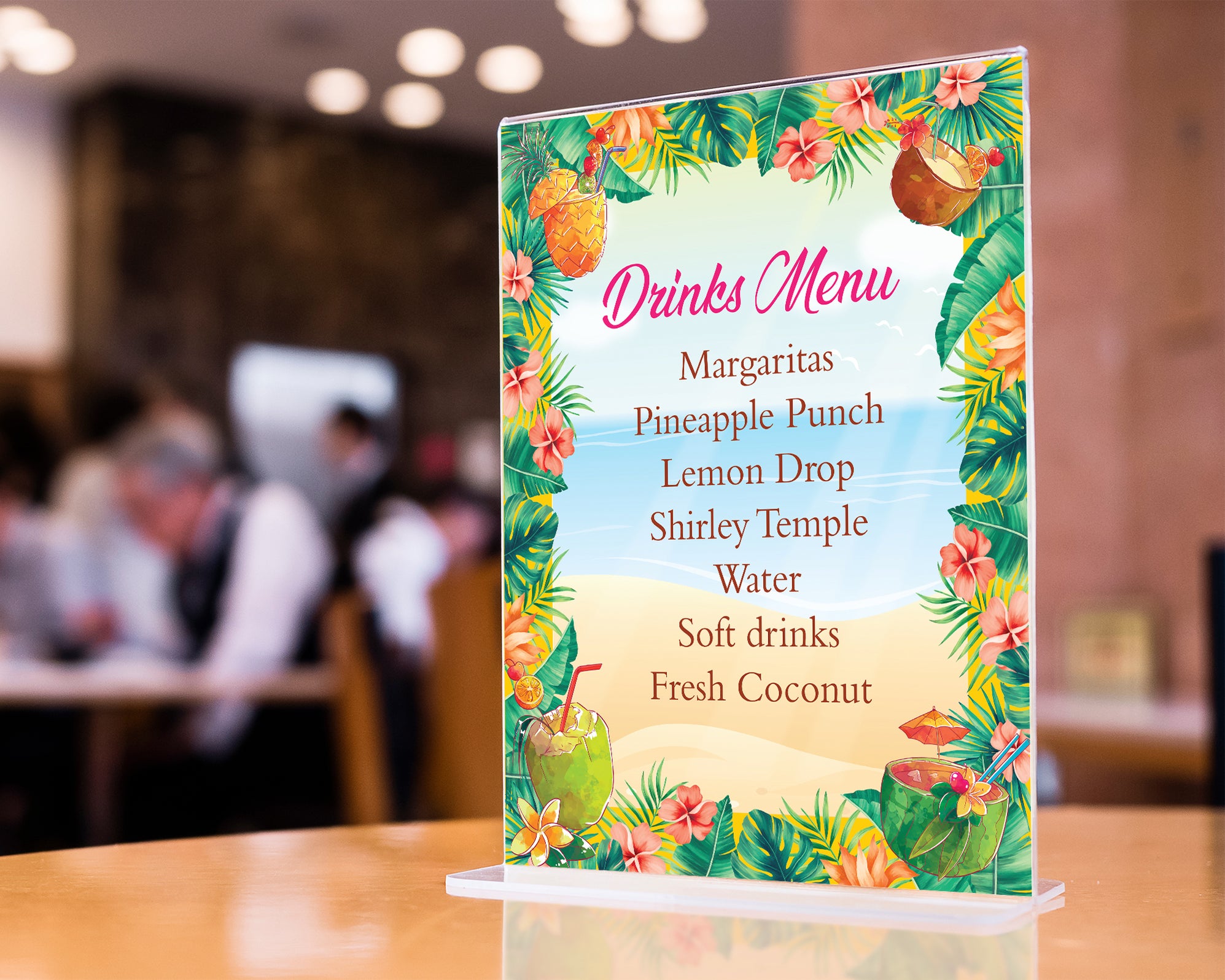 Editable Luau Drink Menu Sign Template | Hawaiian Tropical Bar Menu ...