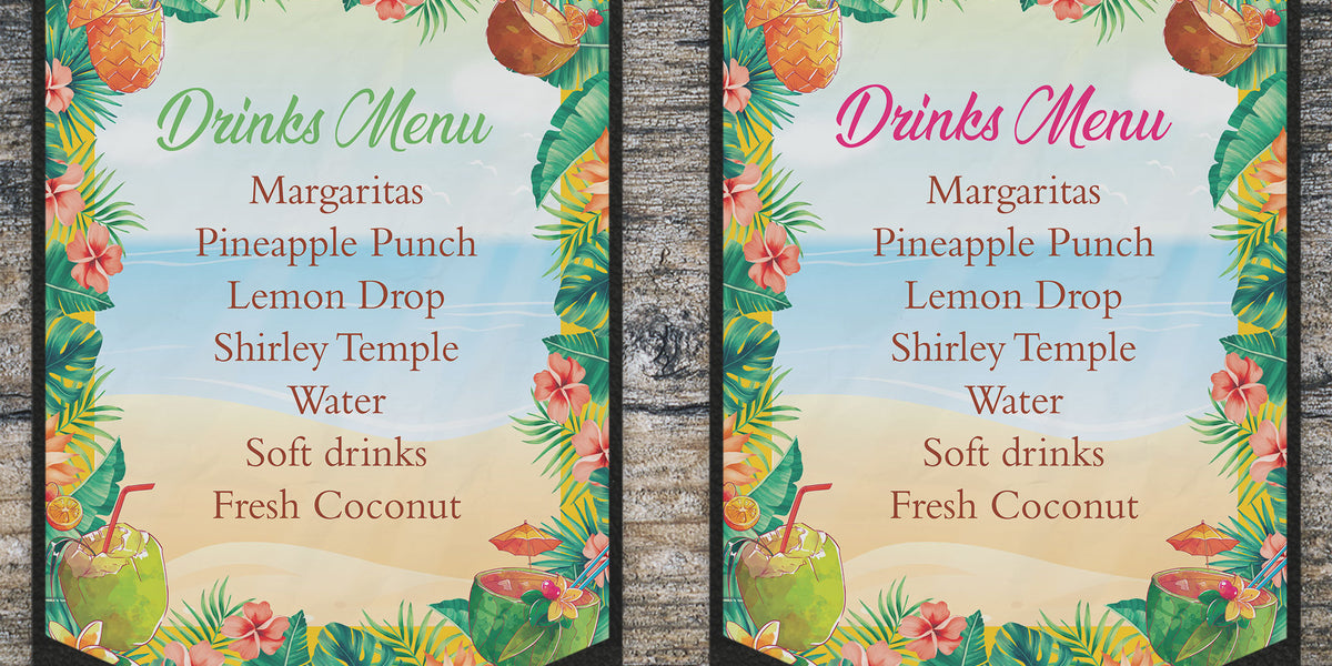 Editable Luau Drink Menu Sign Template | Hawaiian Tropical Bar Menu ...