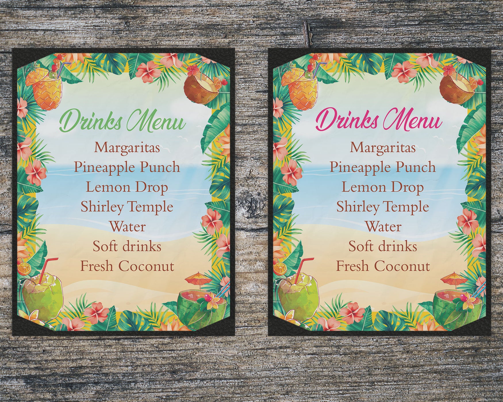 Editable Luau Drink Menu Sign Template | Hawaiian Tropical Bar Menu ...