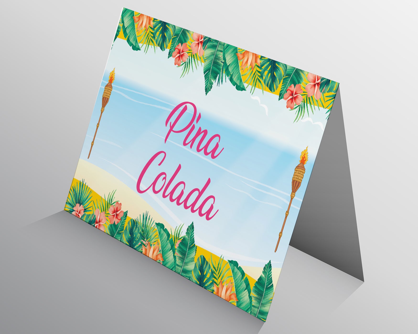 Editable Luau Place Cards | Hawaiian Tropical Buffet Food Label ...