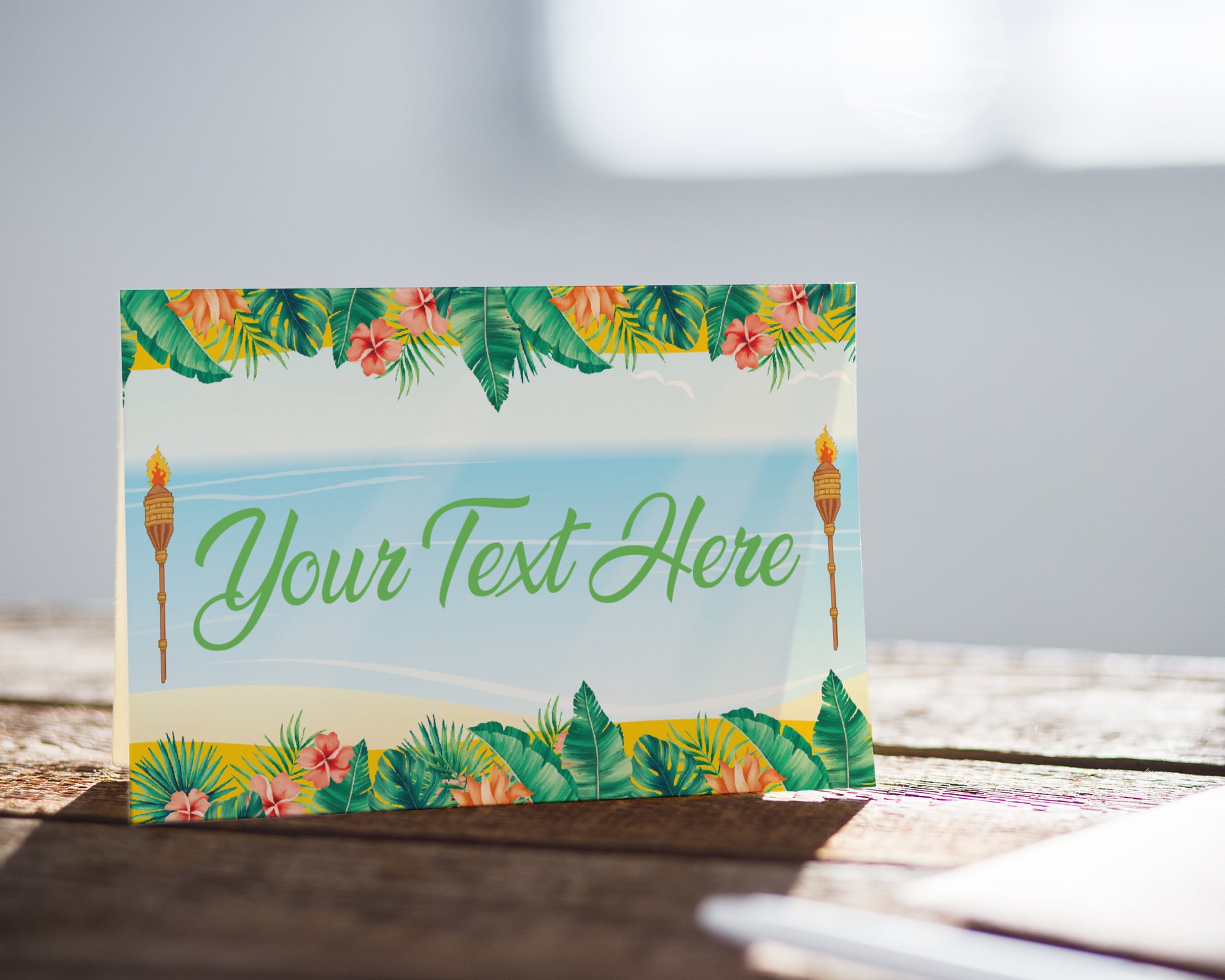 Editable Luau Place Cards | Hawaiian Tropical Buffet Food Label ...