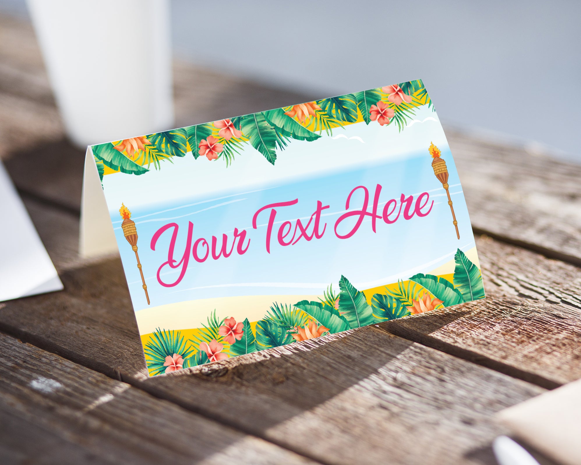 Editable Luau Place Cards | Hawaiian Tropical Buffet Food Label ...