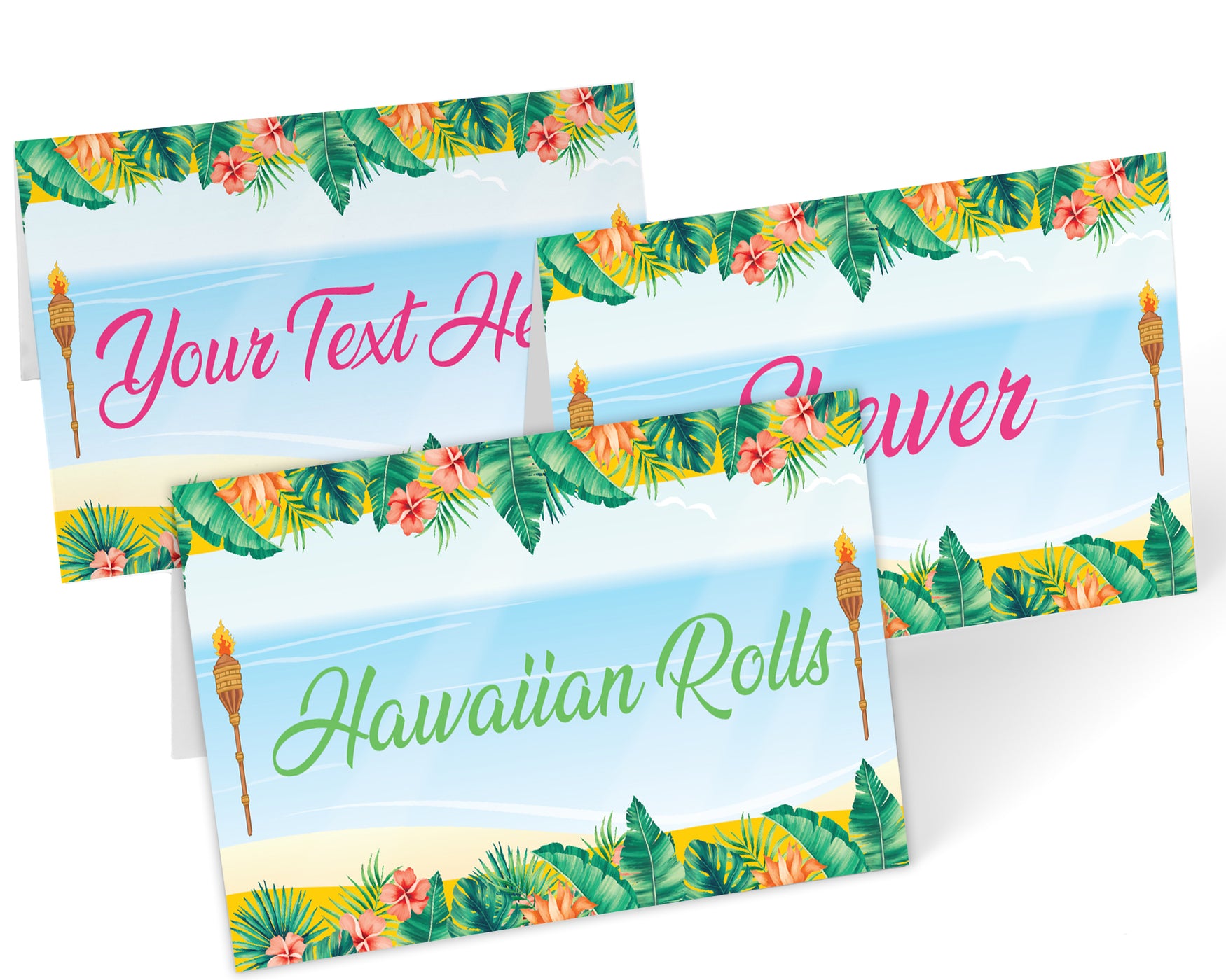 Editable Luau Place Cards | Hawaiian Tropical Buffet Food Label ...