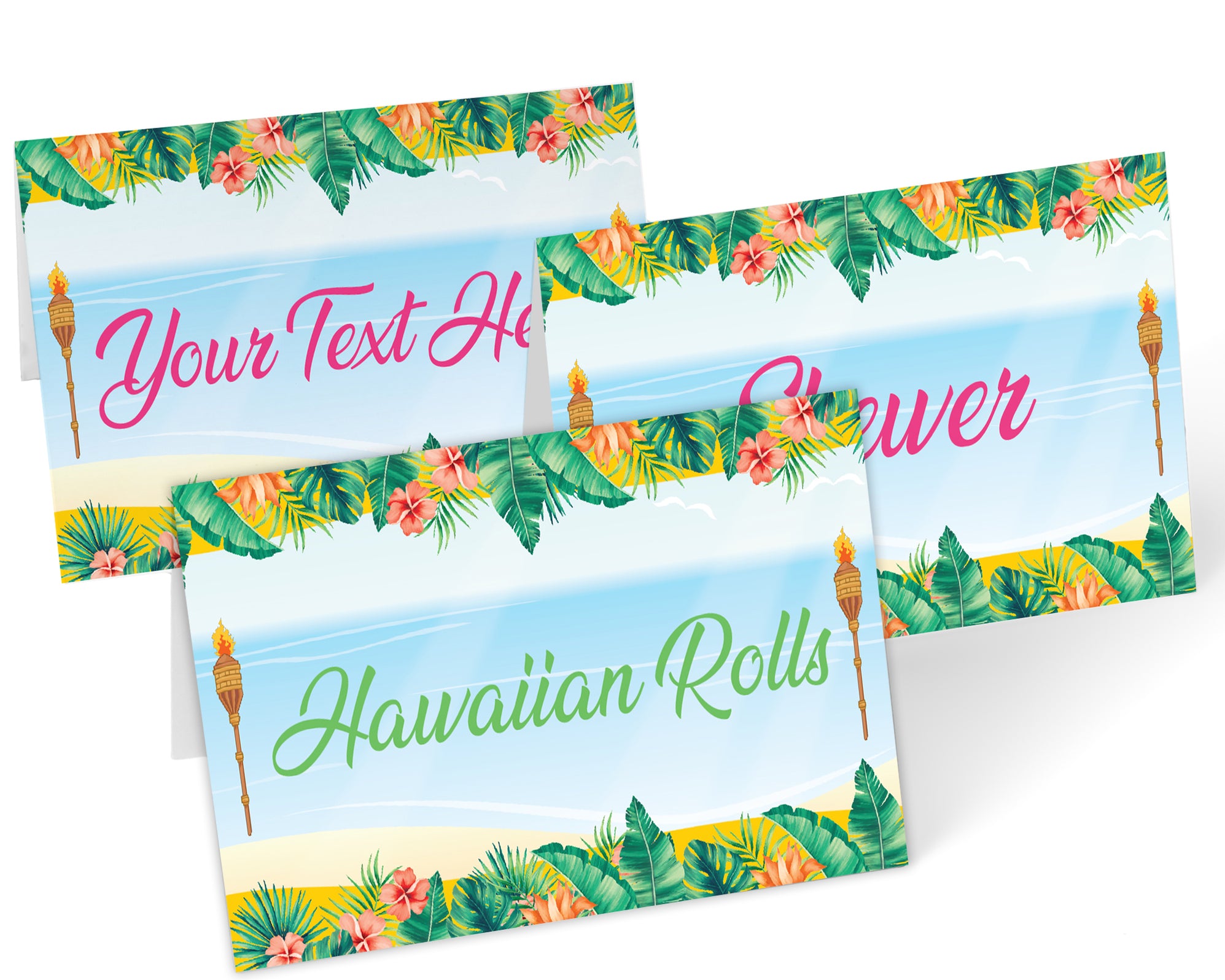 Editable Luau Place Cards | Hawaiian Tropical Buffet Food Label ...