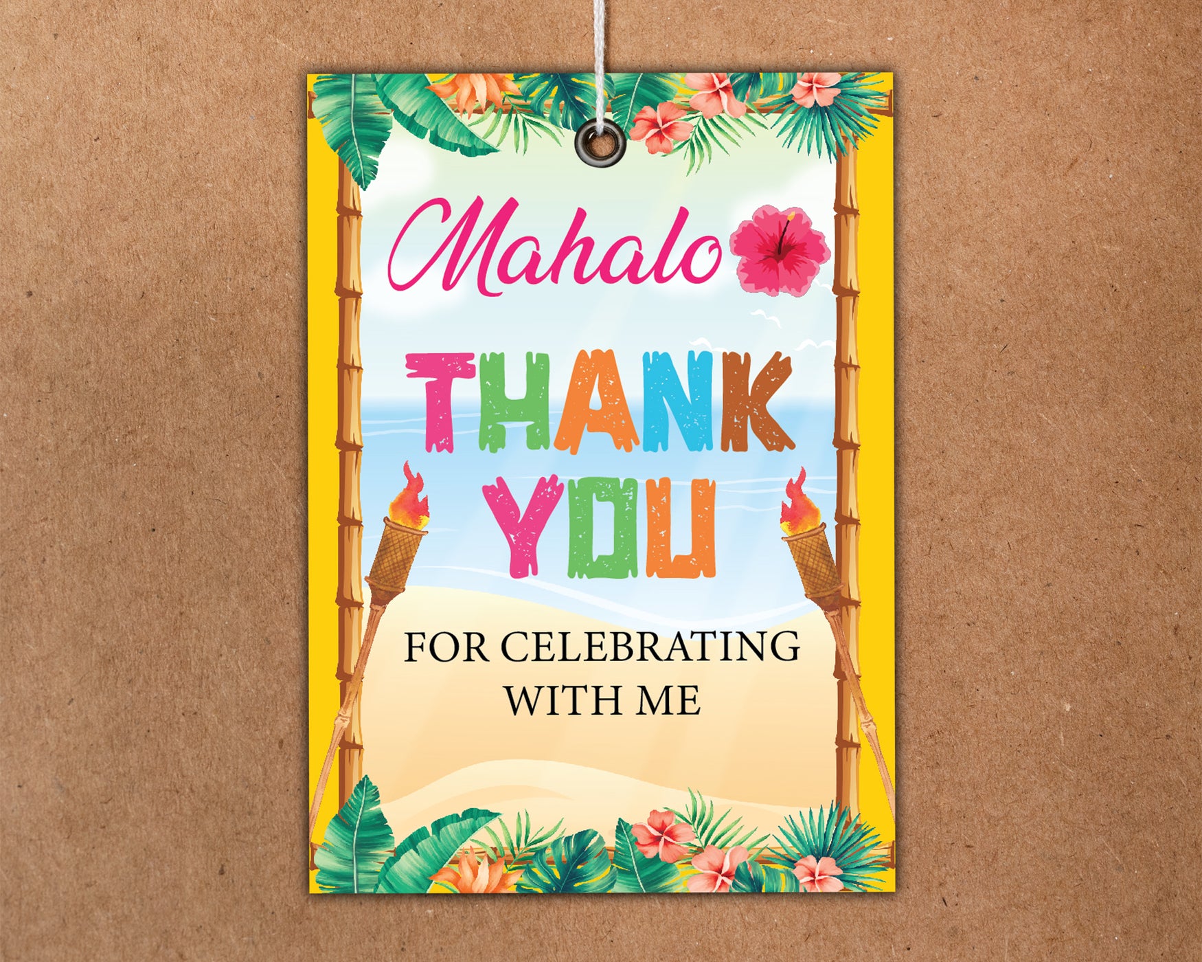 Printable Luau Thank you for Celebrating with Me Tag | Hawaiian ...