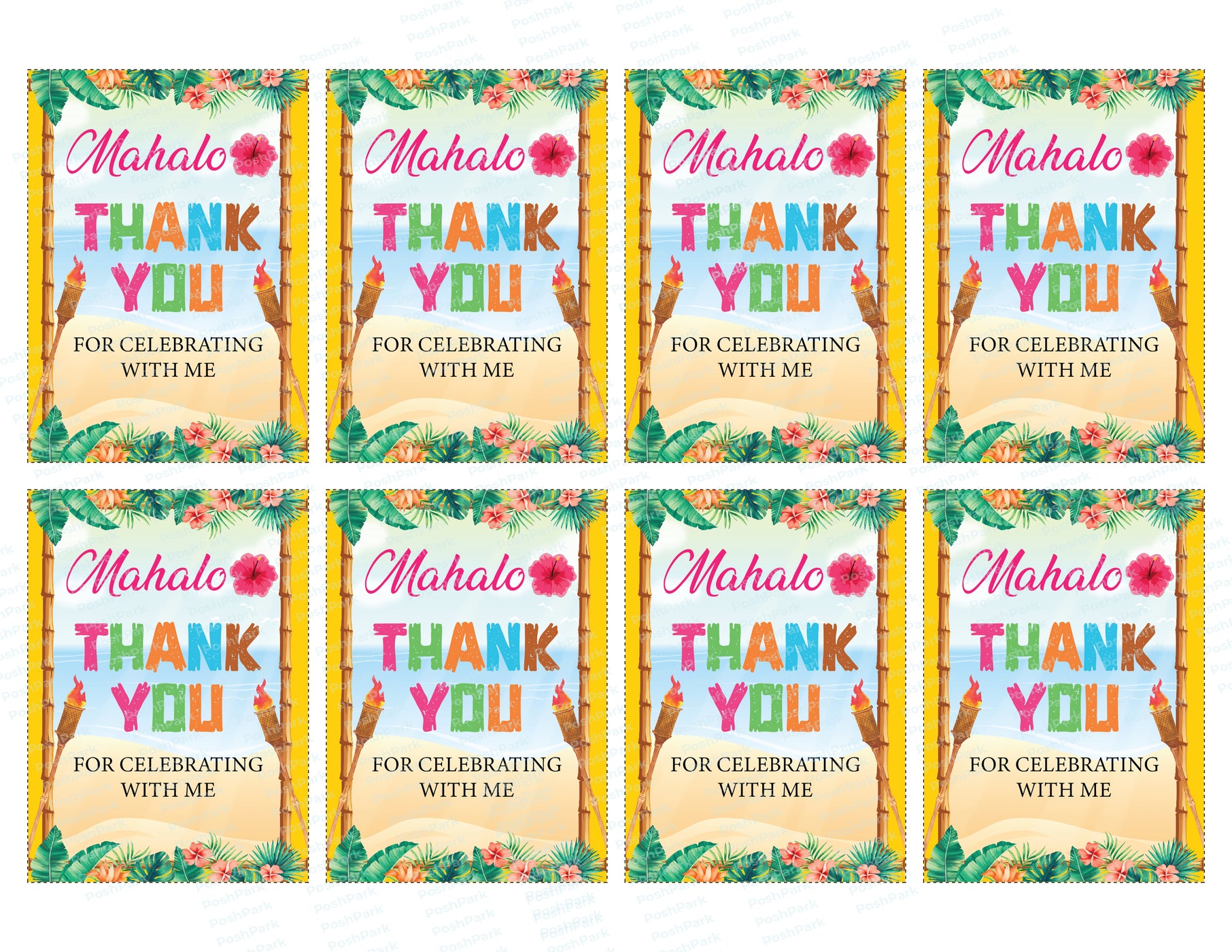 Printable Luau Thank you for Celebrating with Me Tag | Hawaiian ...