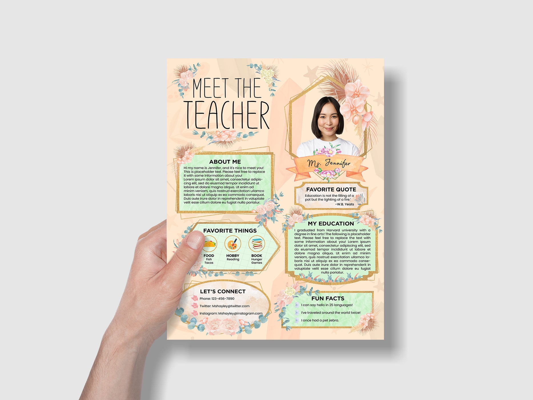 Meet The Teacher Boho Template, Editable Back To School Teacher Newsle ...